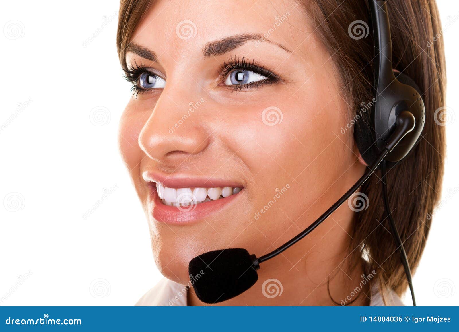 Beautiful Customer Service Girl with Headset Stock Photo - Image of ...