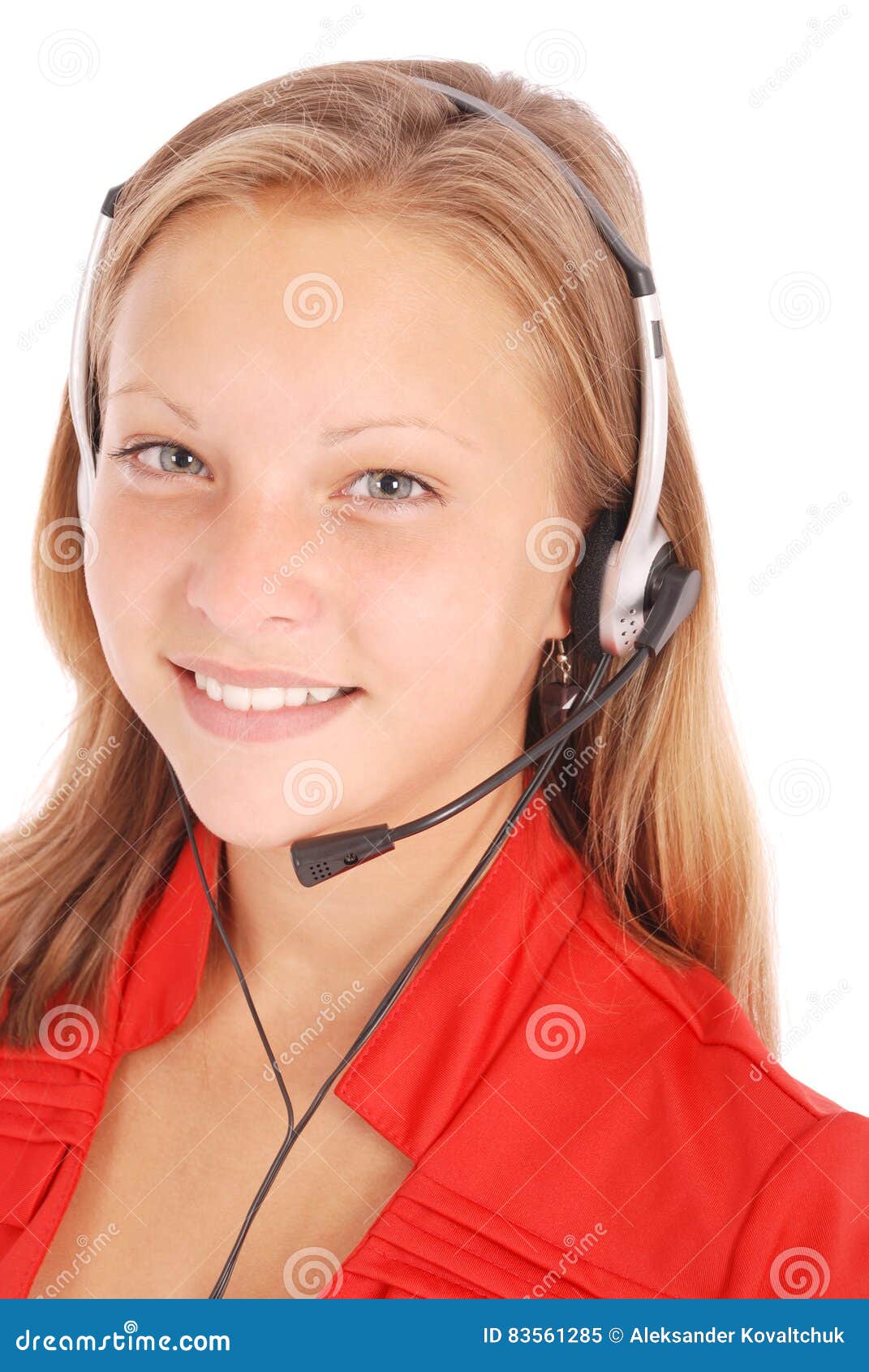 Beautiful Customer Service Operator Student Girl with Headset Stock ...