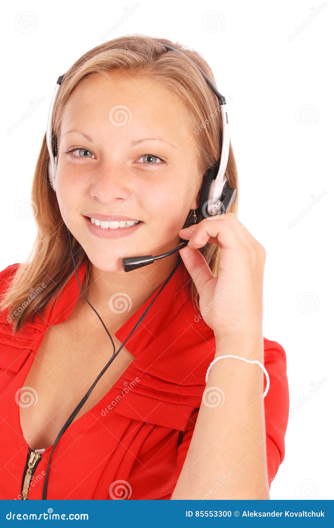 Beautiful Customer Service Operator Student Girl with Headset Stock ...
