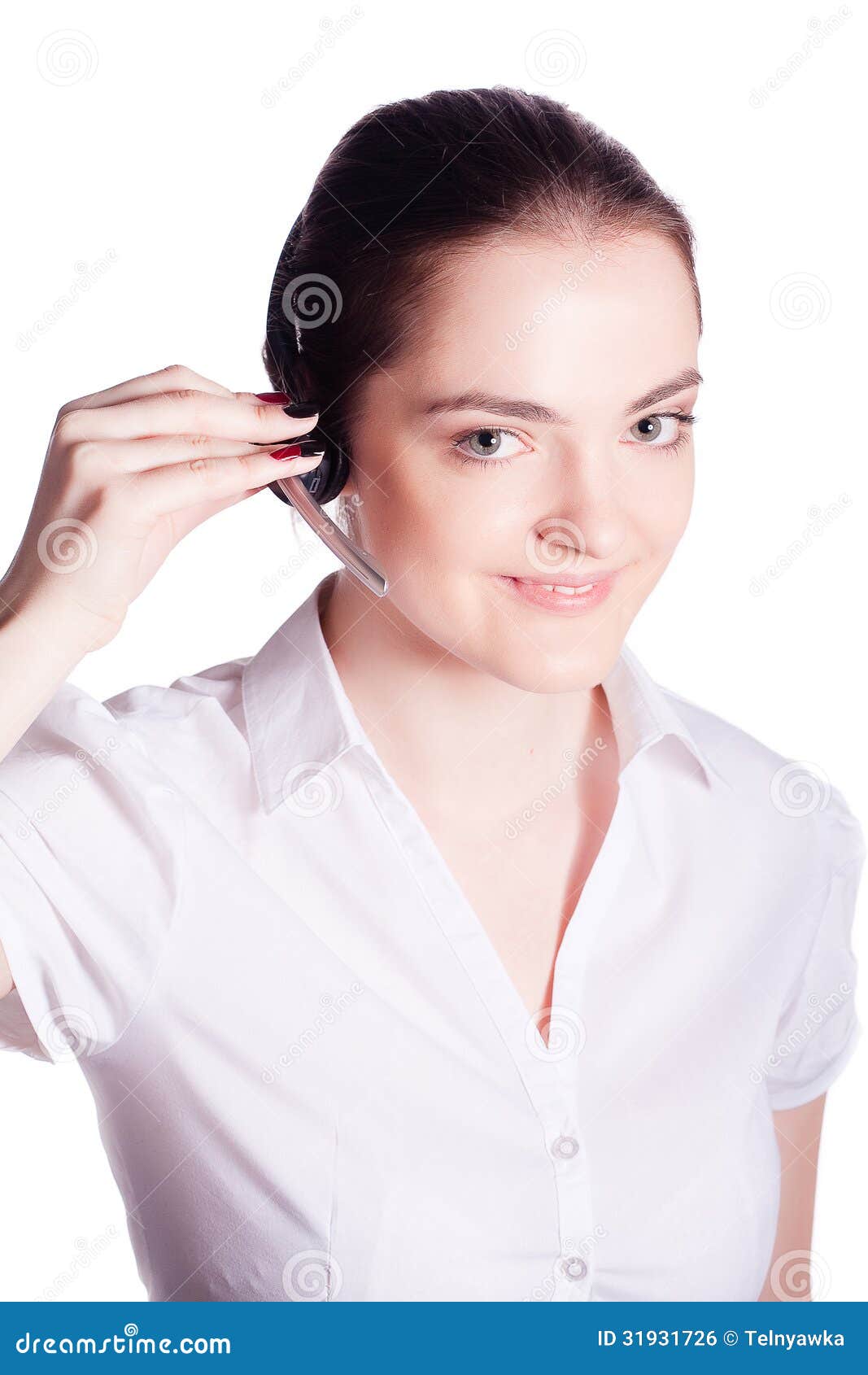 Beautiful Customer Service Operator Woman with Headset Stock Photo ...