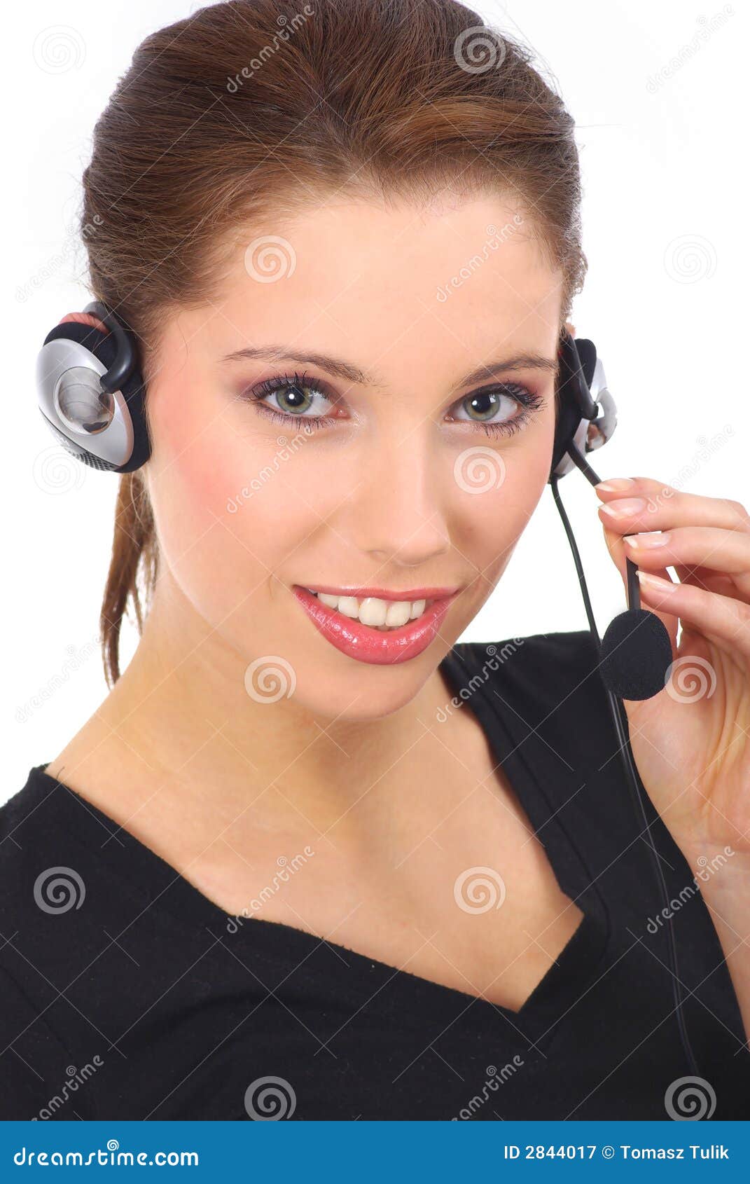 Beautiful Customer Support Girl Stock Image - Image of microphone ...