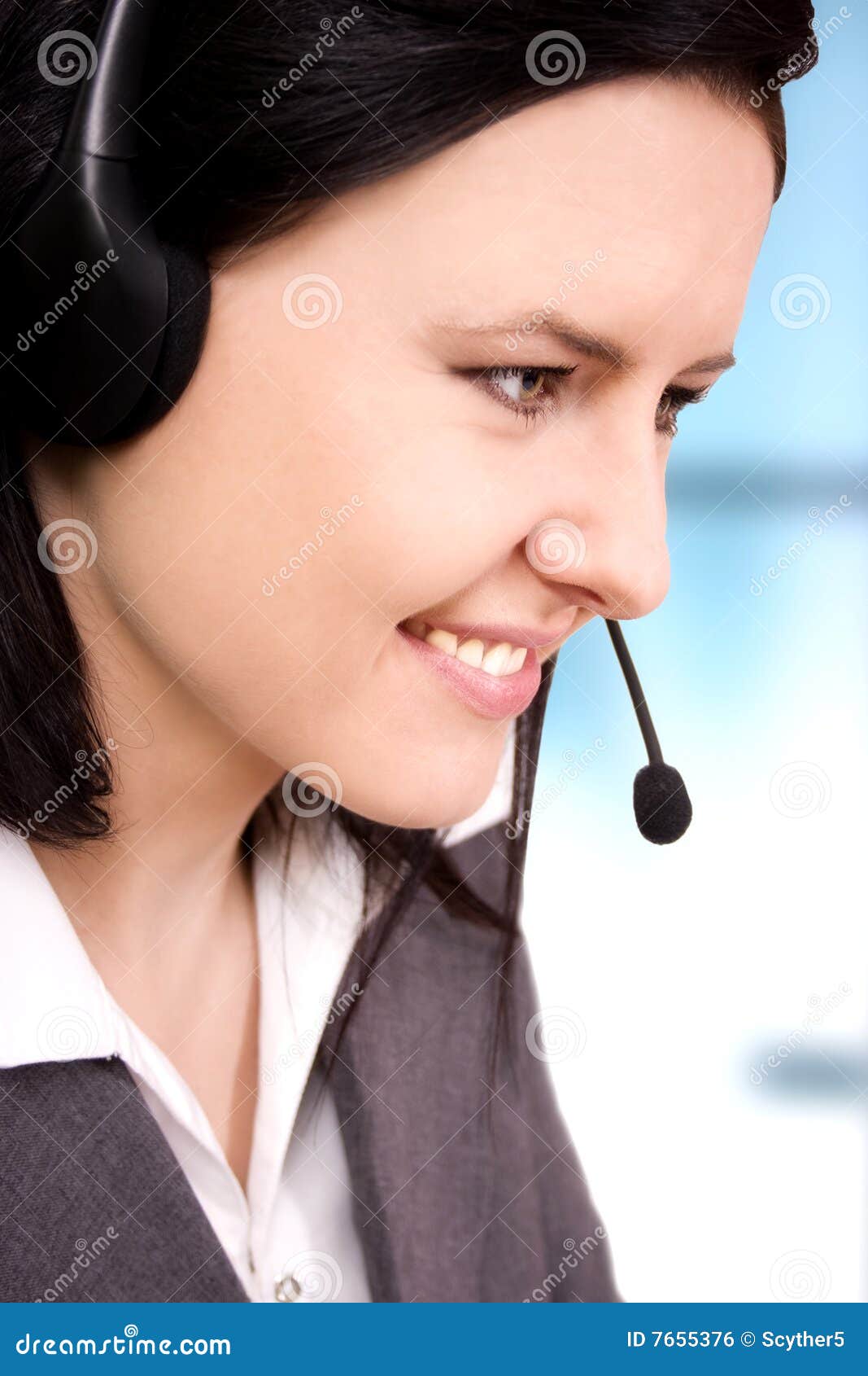 Beautiful Customer Support Girl Stock Photo - Image of attention ...