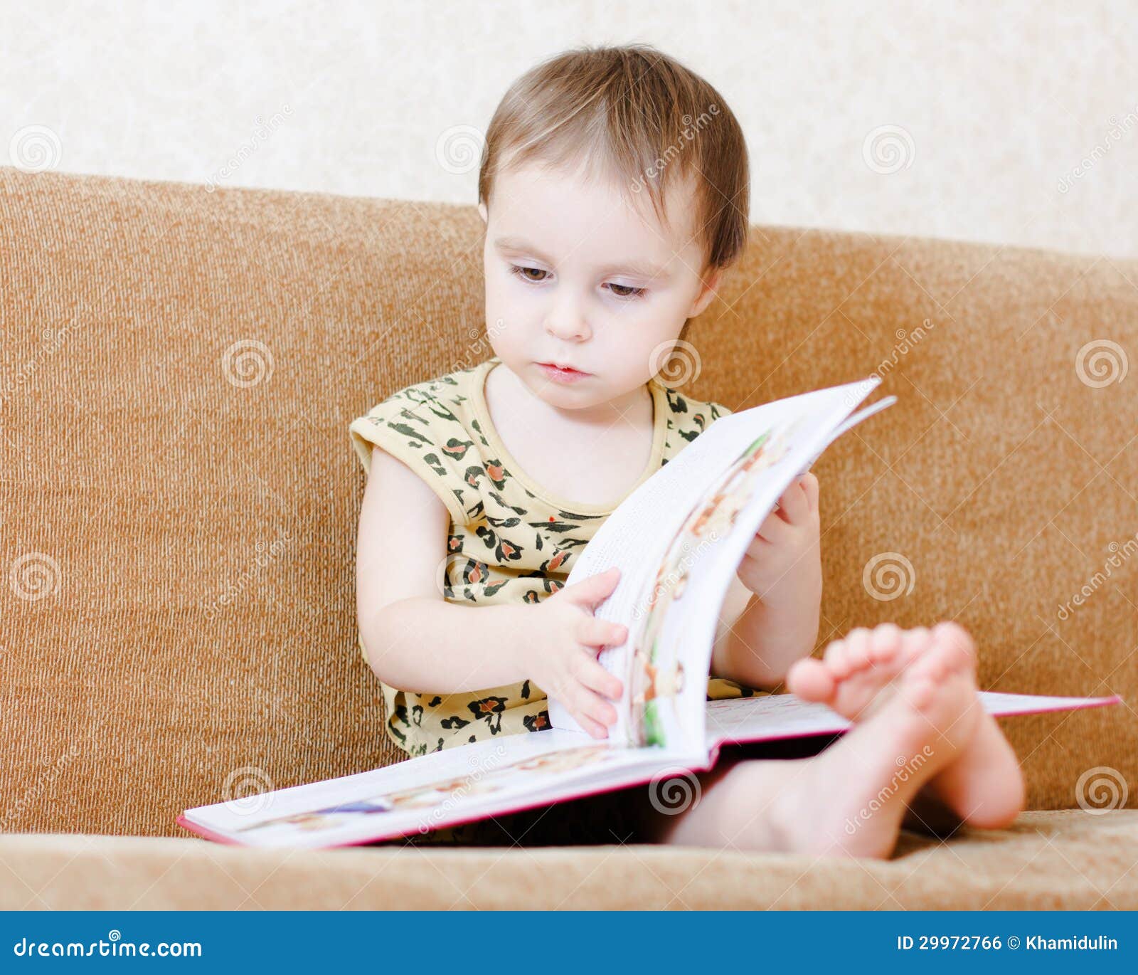 Beautiful Cute Baby Reading a Book Stock Photo - Image of attractive ...