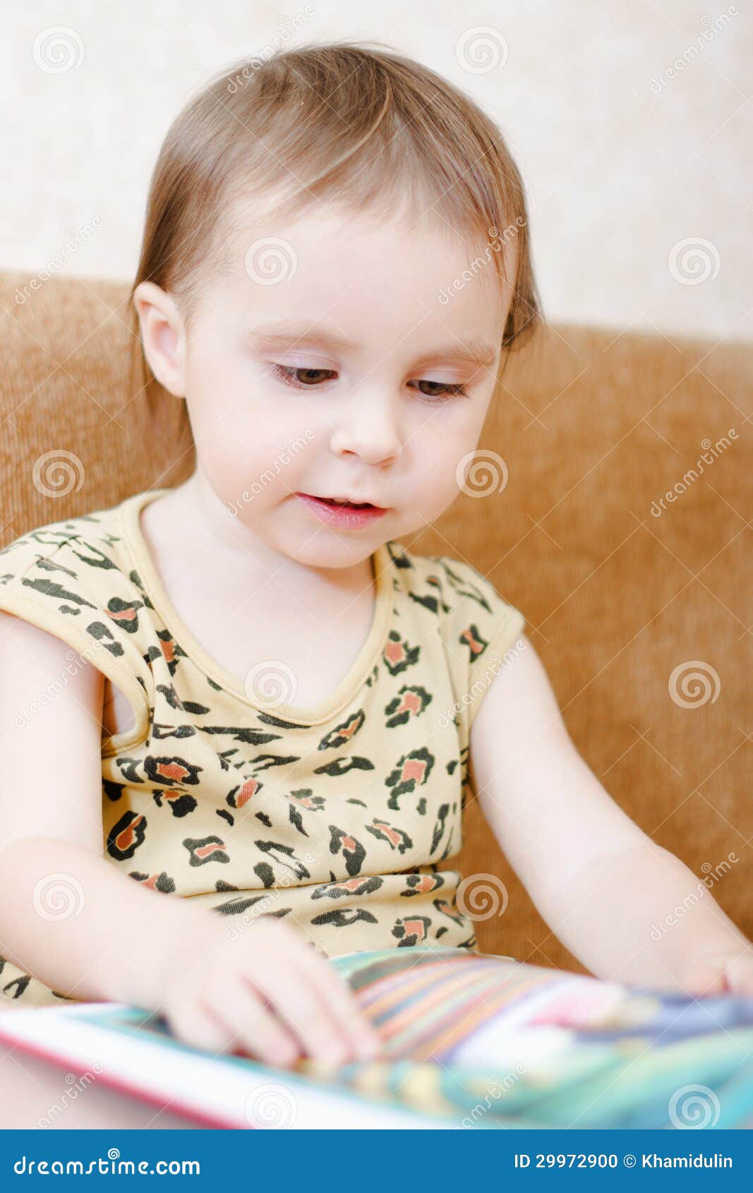 Beautiful Cute Baby Reading a Book Stock Photo - Image of face, infant ...