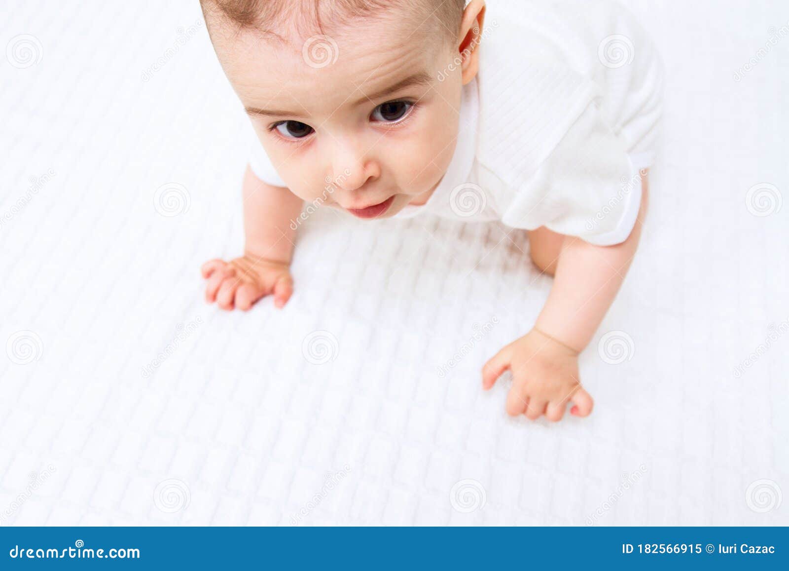 Beautiful Cute Baby on White Background Stock Image - Image of care ...