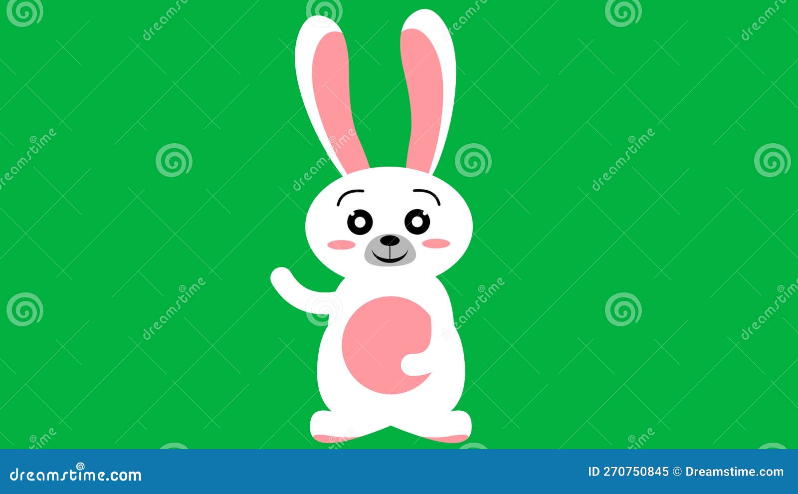 Beautiful Cute Bunny Standing on Green Screen Stock Illustration ...