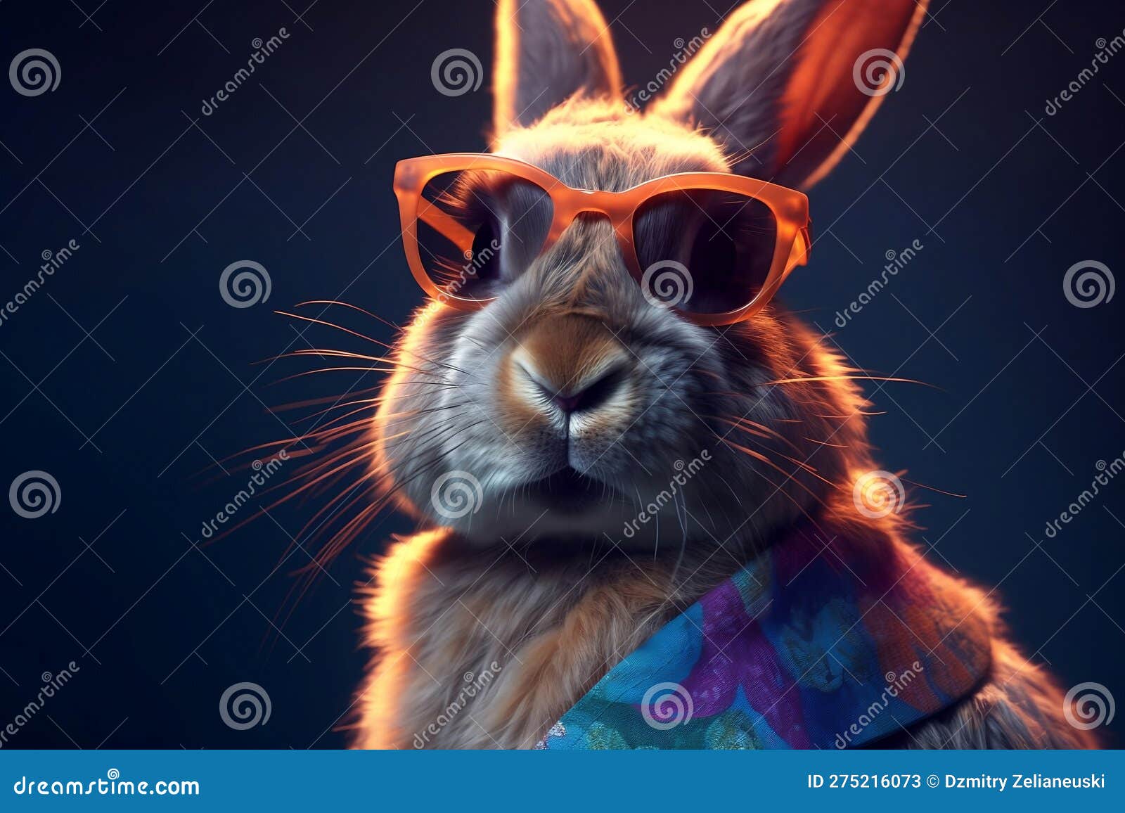 Beautiful Cute Bunny in Sunglasses. Generative AI. Stock Illustration ...