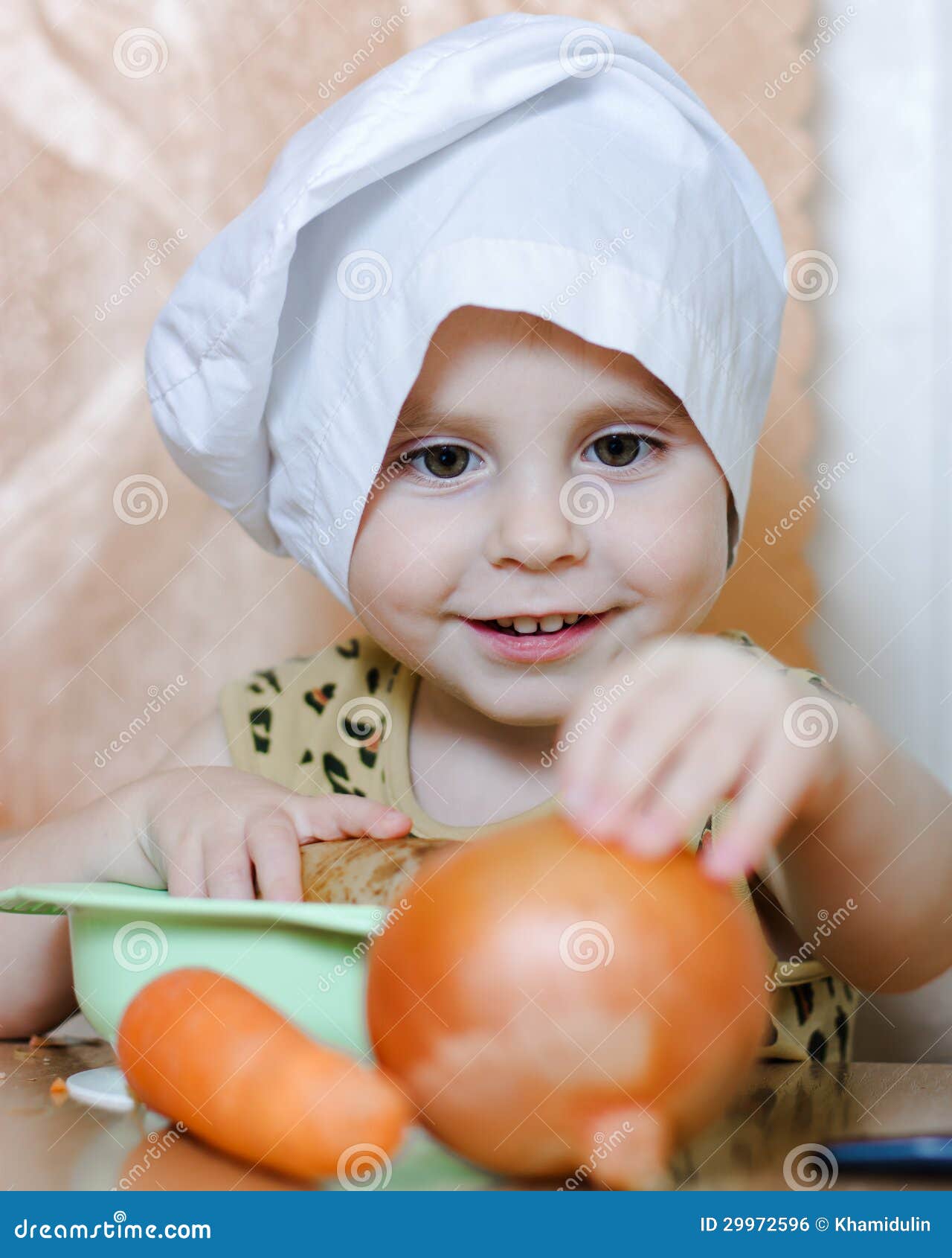 Beautiful Cute Little Cook with Vegetables Stock Photo - Image of fresh ...
