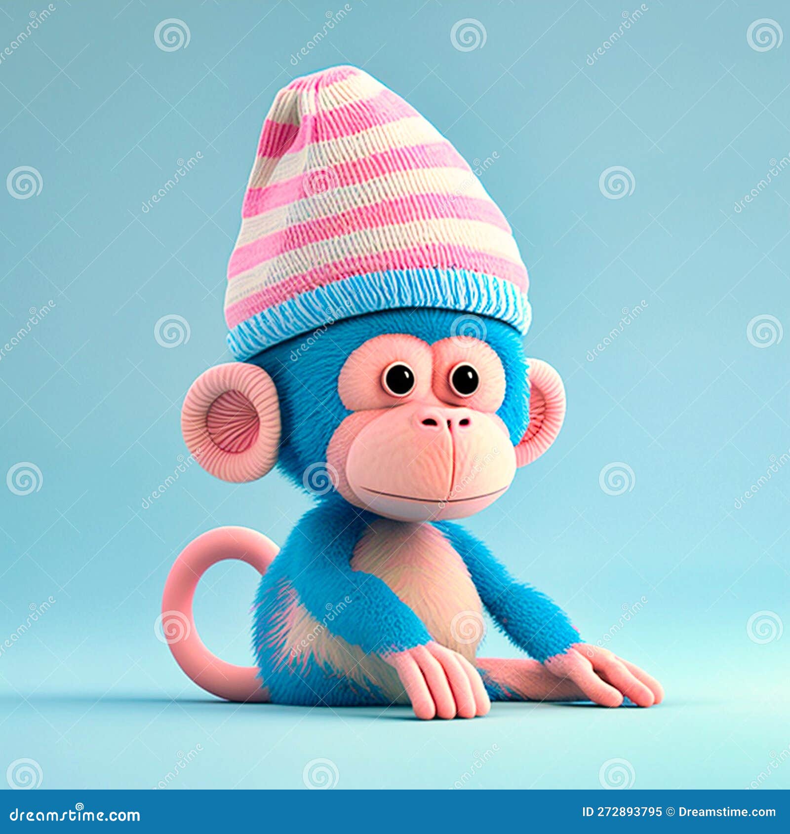 Beautiful Cute Pink Amazing Monkey with Blue Stripe, Generative AI ...