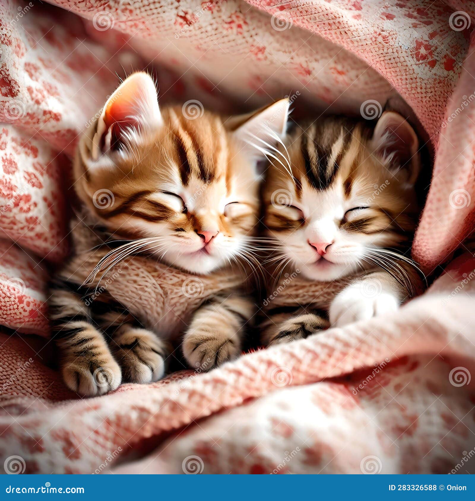 Cute Soft Kittens Sleeping - Ai Generated Image Stock Illustration ...
