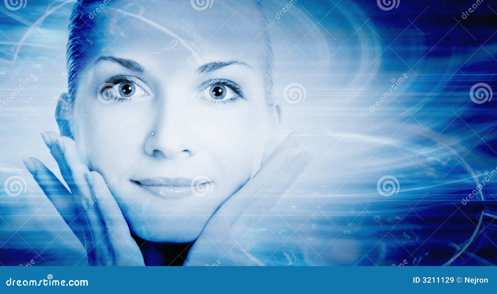 Beautiful Cyber Girl S Face Stock Image - Image of person, futuristic ...