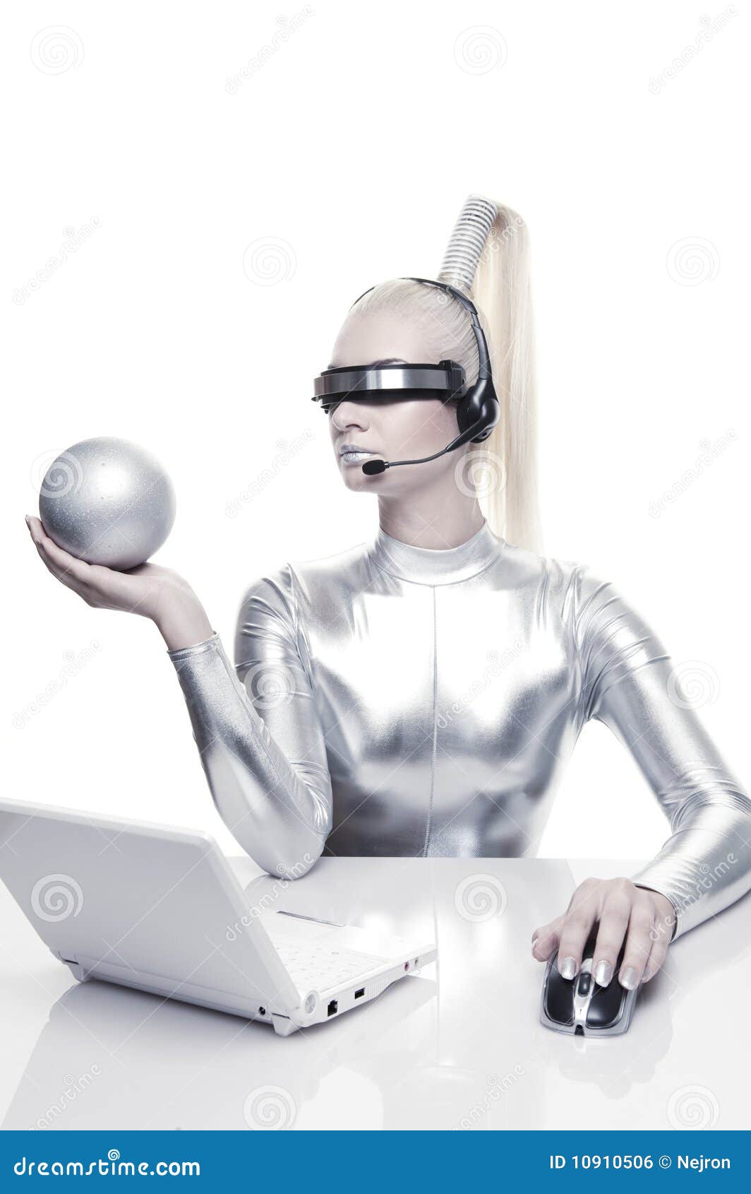 Beautiful cyber woman stock photo. Image of glasses, costume - 10910506