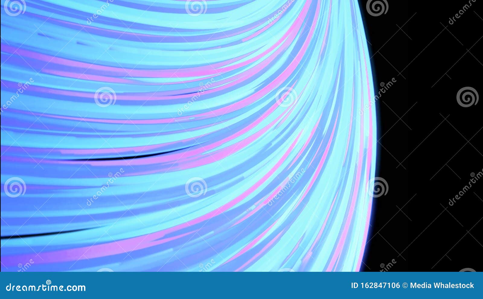 Beautiful 3D Light Effects, Many Bended Blue and Pink Rays on Black ...