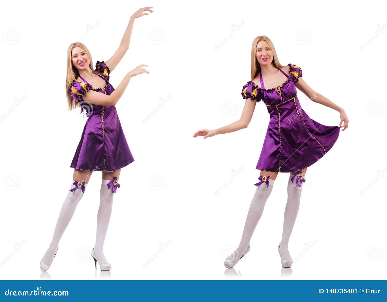 The Beautiful Dancer in Purple Dress Stock Image - Image of fashionable ...