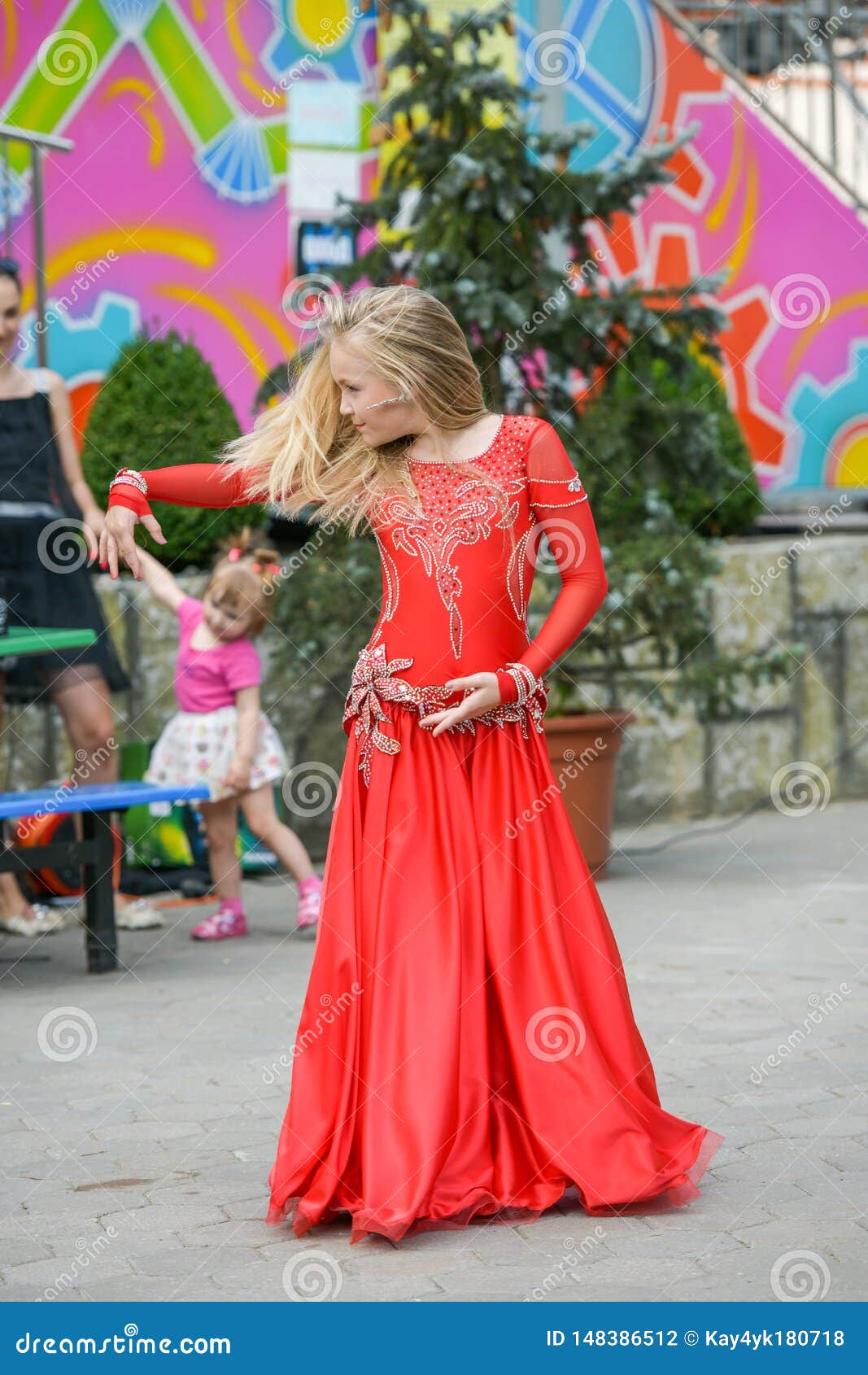 Beautiful Dancer In A Red Dress Beautiful Young Girl Dancing In A Red