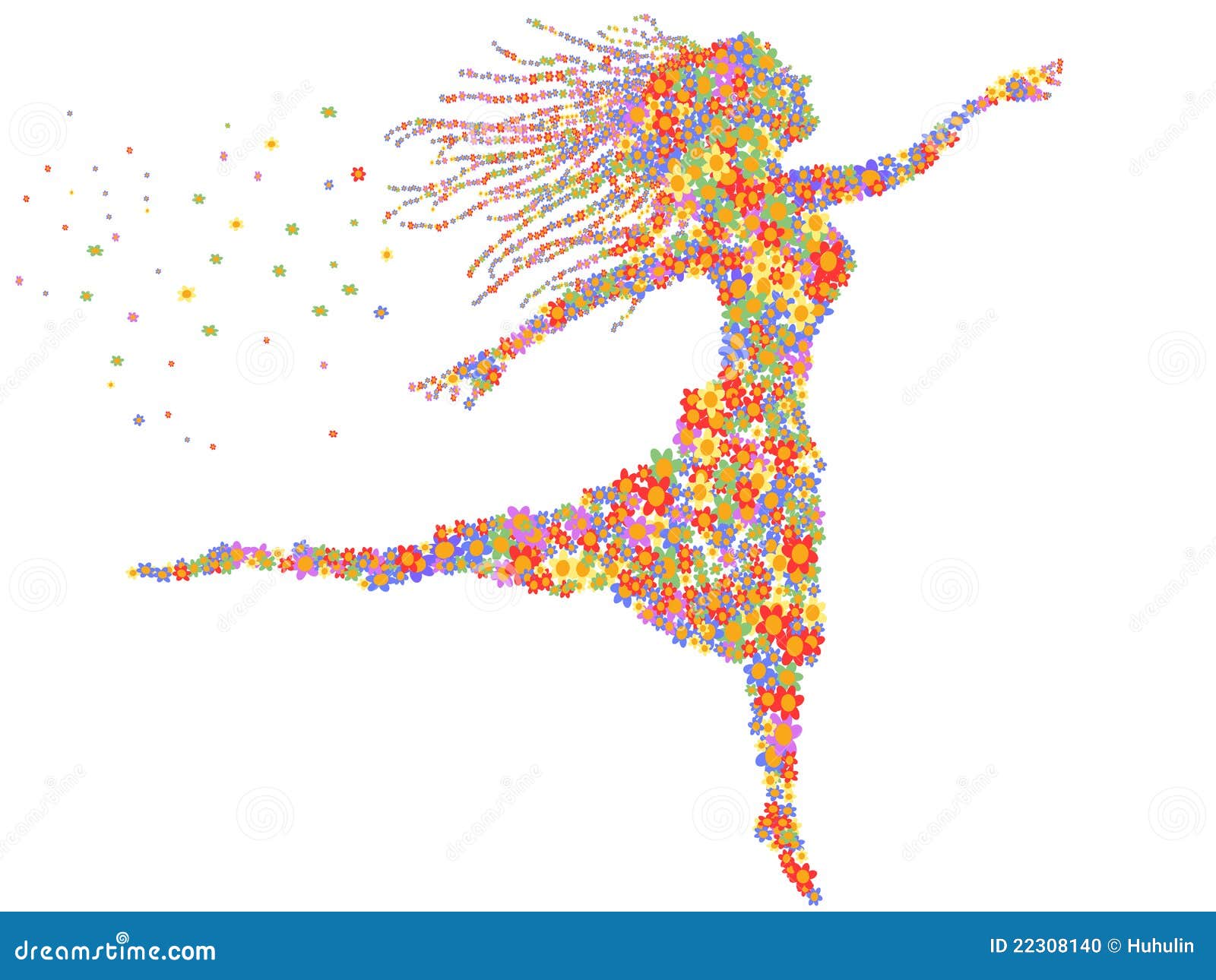 Beautiful Dancing Floral Girl Stock Vector - Illustration of element ...