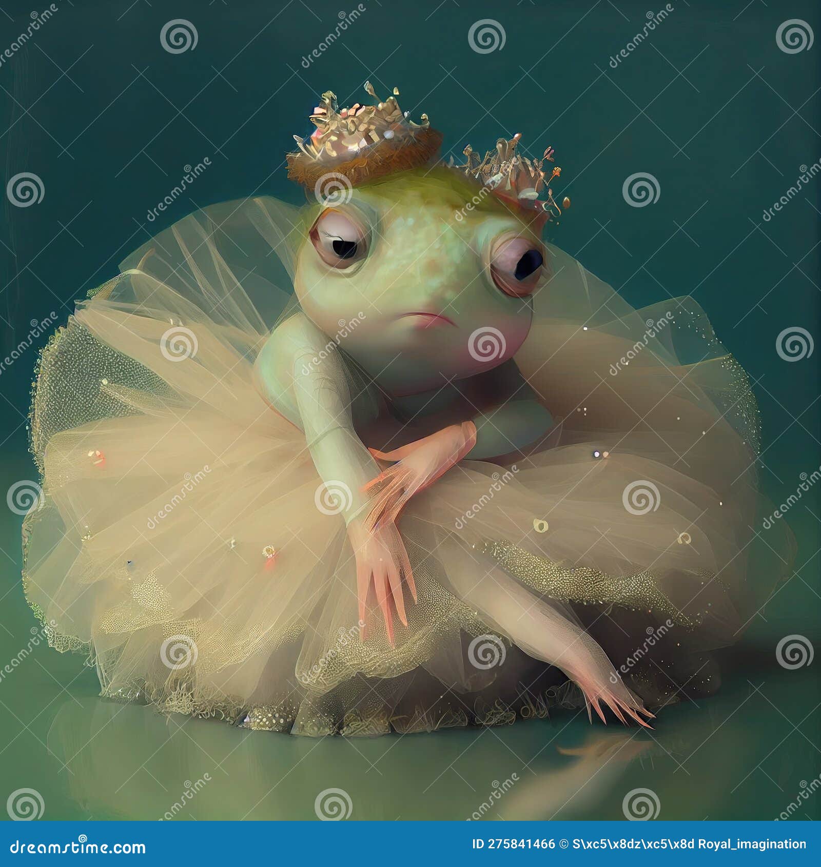 Beautiful Dancing Frog Crowned With Beautiful Pink Tutu In Reverence ...