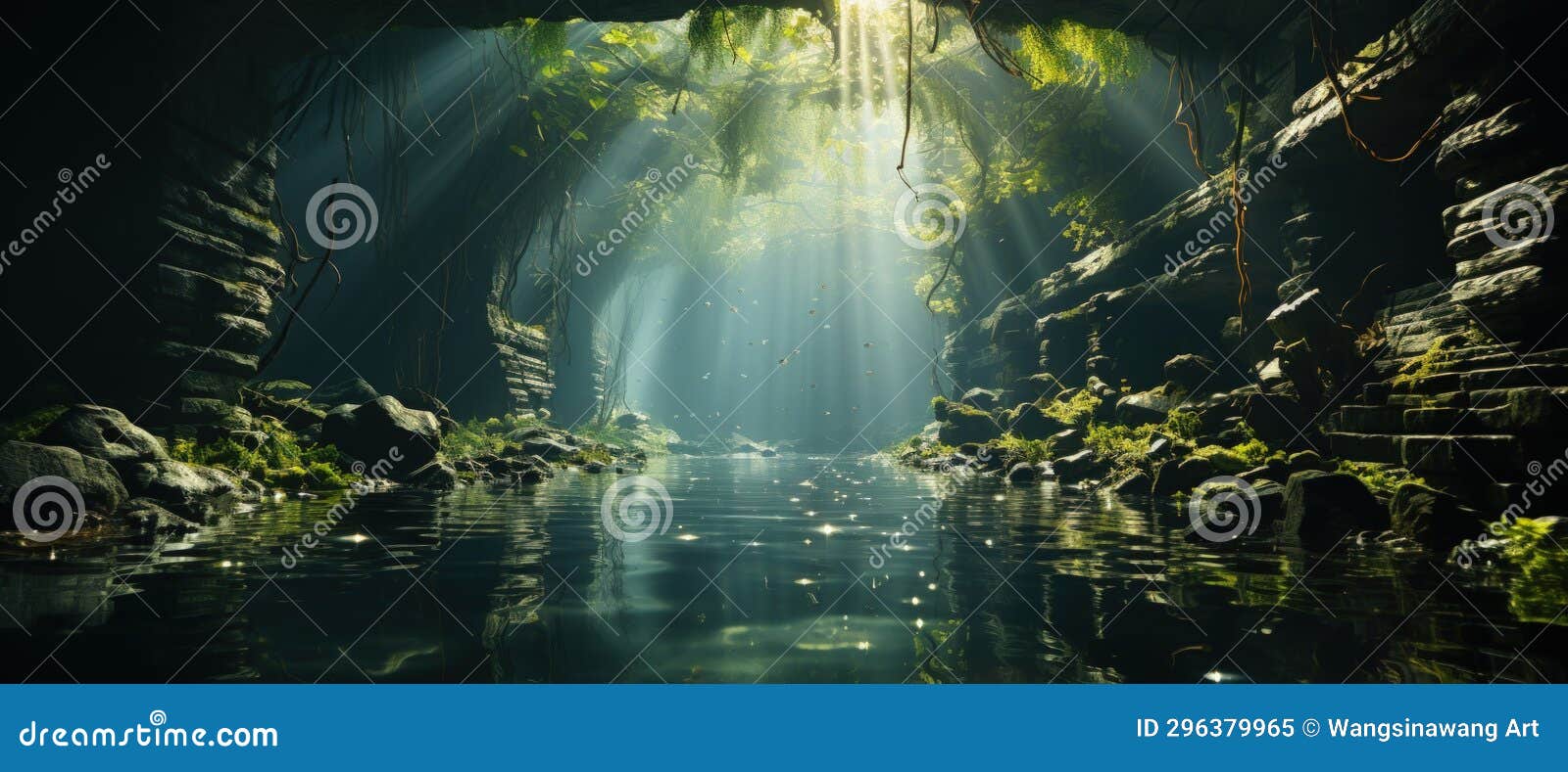 The Cave With The Reflection Of Bright Fantasy Light Inside Shows The ...