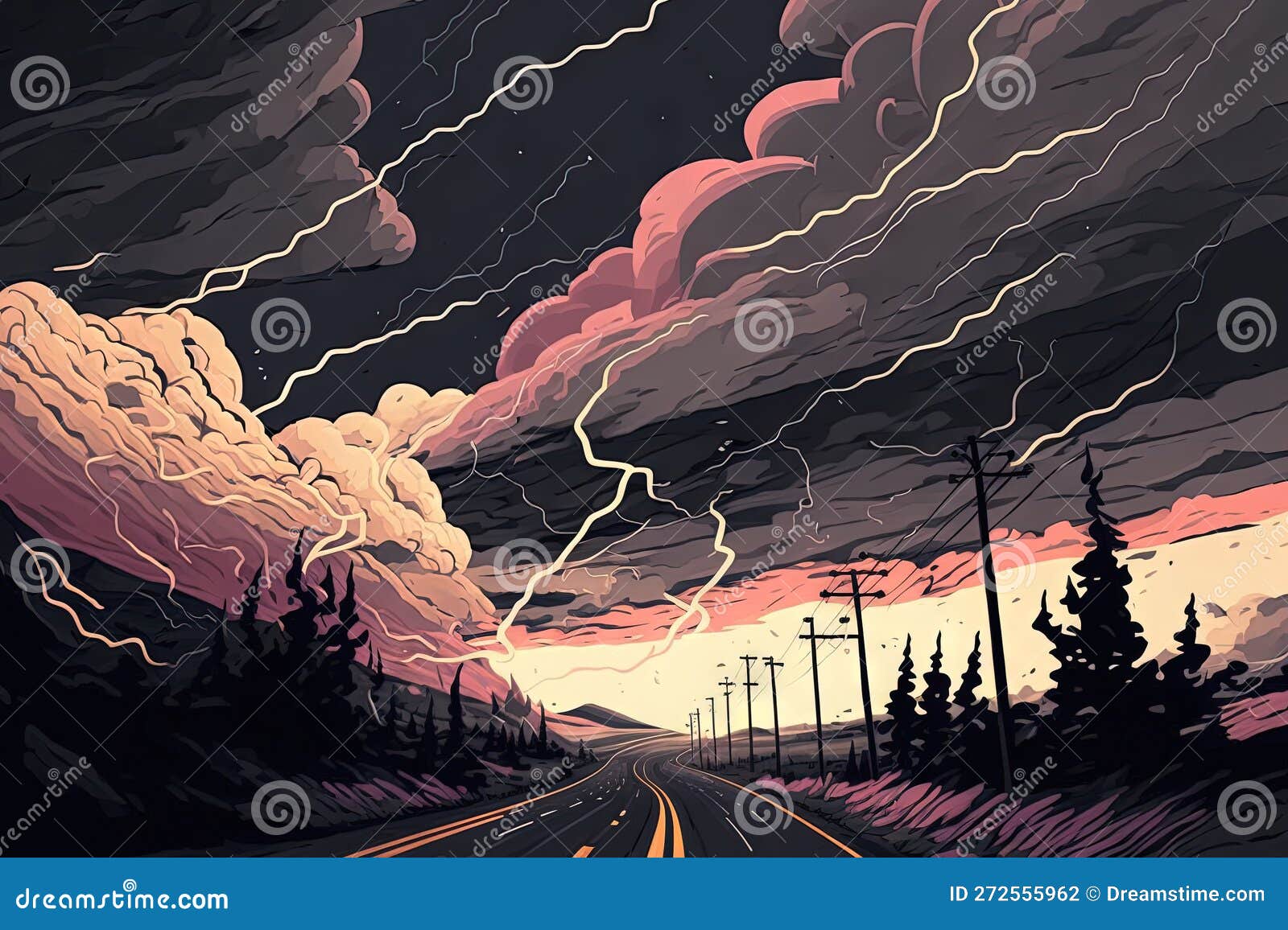 Beautiful Dark Clouds before a Rainfall Stock Illustration ...