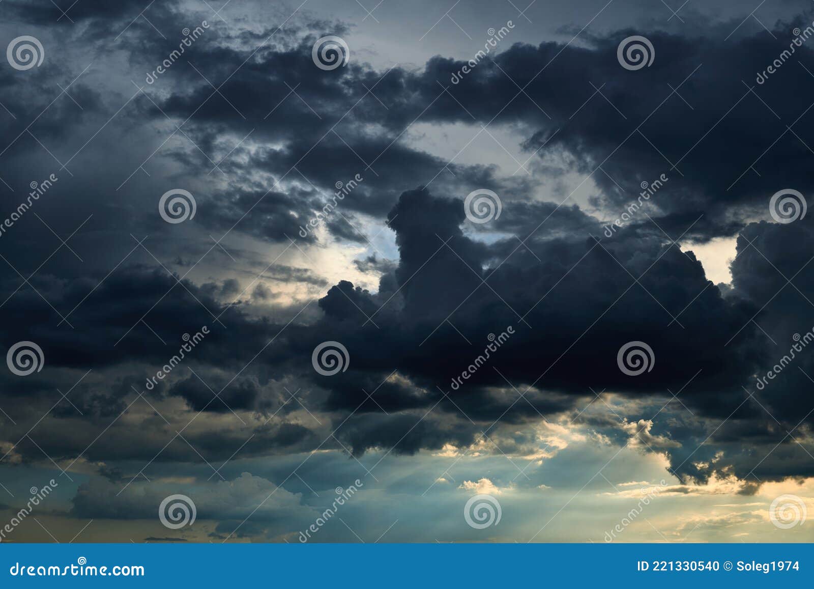 Beautiful Dark Dramatic Sky with Sunlight and Clouds As a Background ...