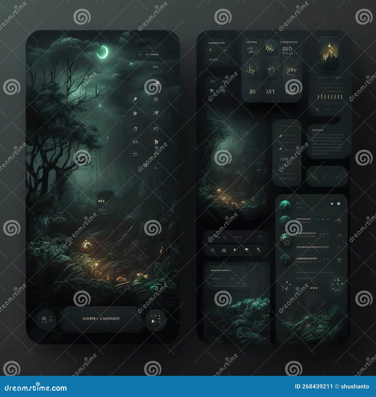 Beautiful Dark Theme User Interface Image Template Stock Illustration ...