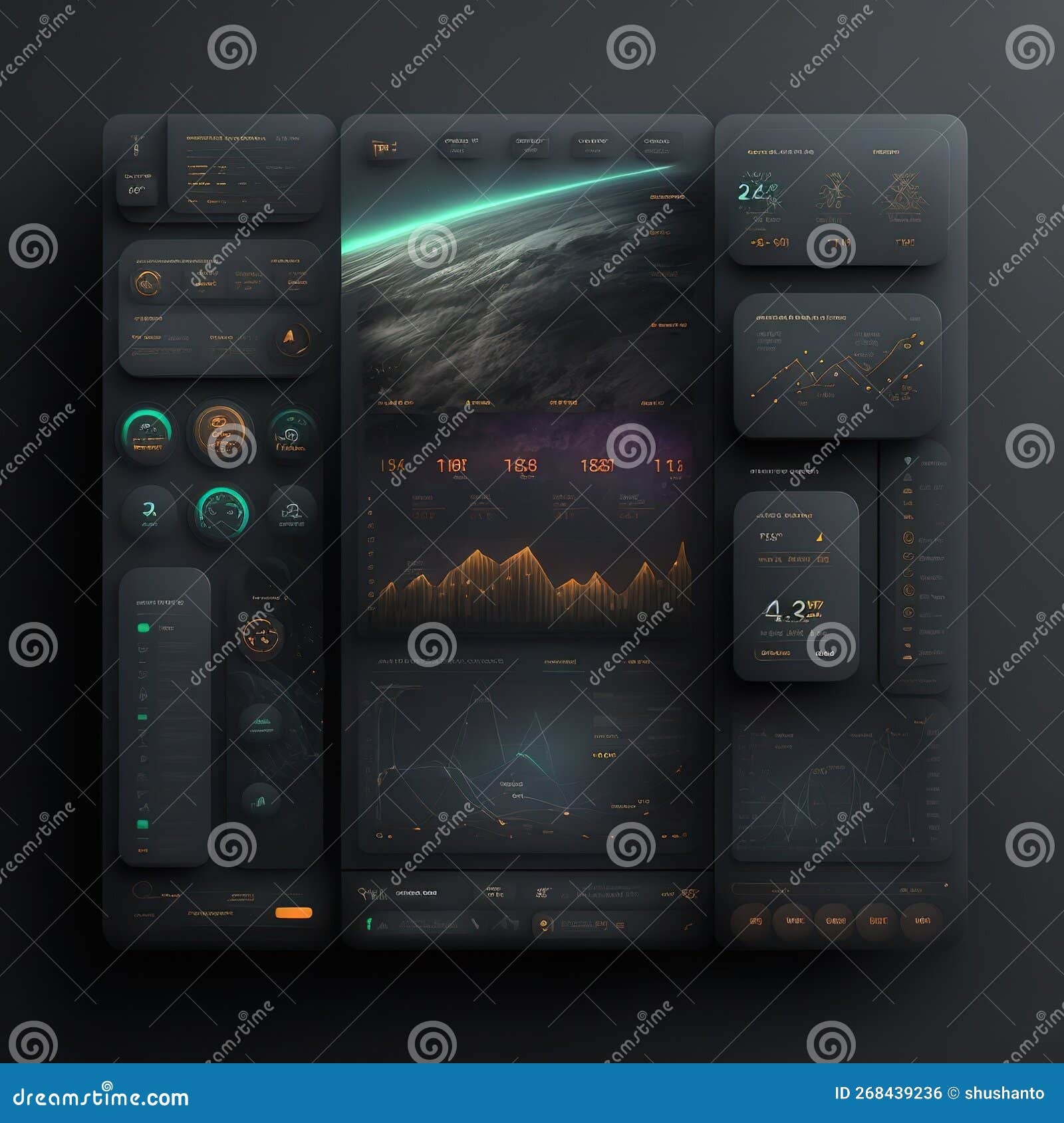 Beautiful Dark Theme User Interface Image Template Stock Illustration ...