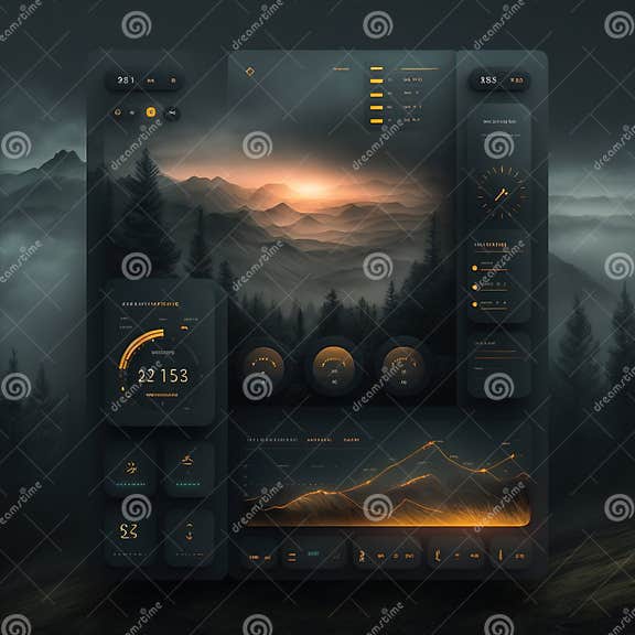 Beautiful Dark Theme User Interface Image Template Stock Illustration ...