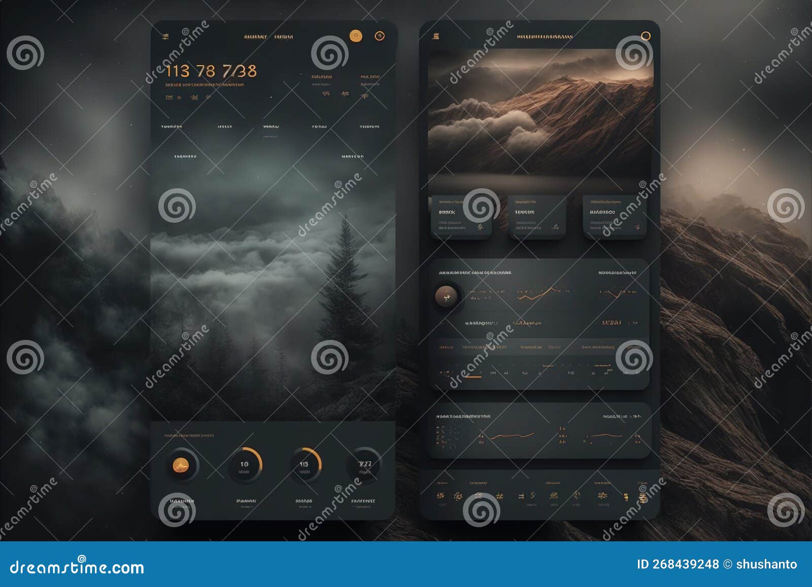 Beautiful Dark Theme User Interface Image Template Stock Illustration ...