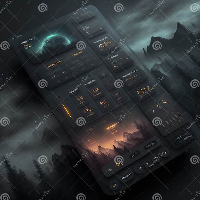 Beautiful Dark Theme User Interface Image Template Stock Illustration ...