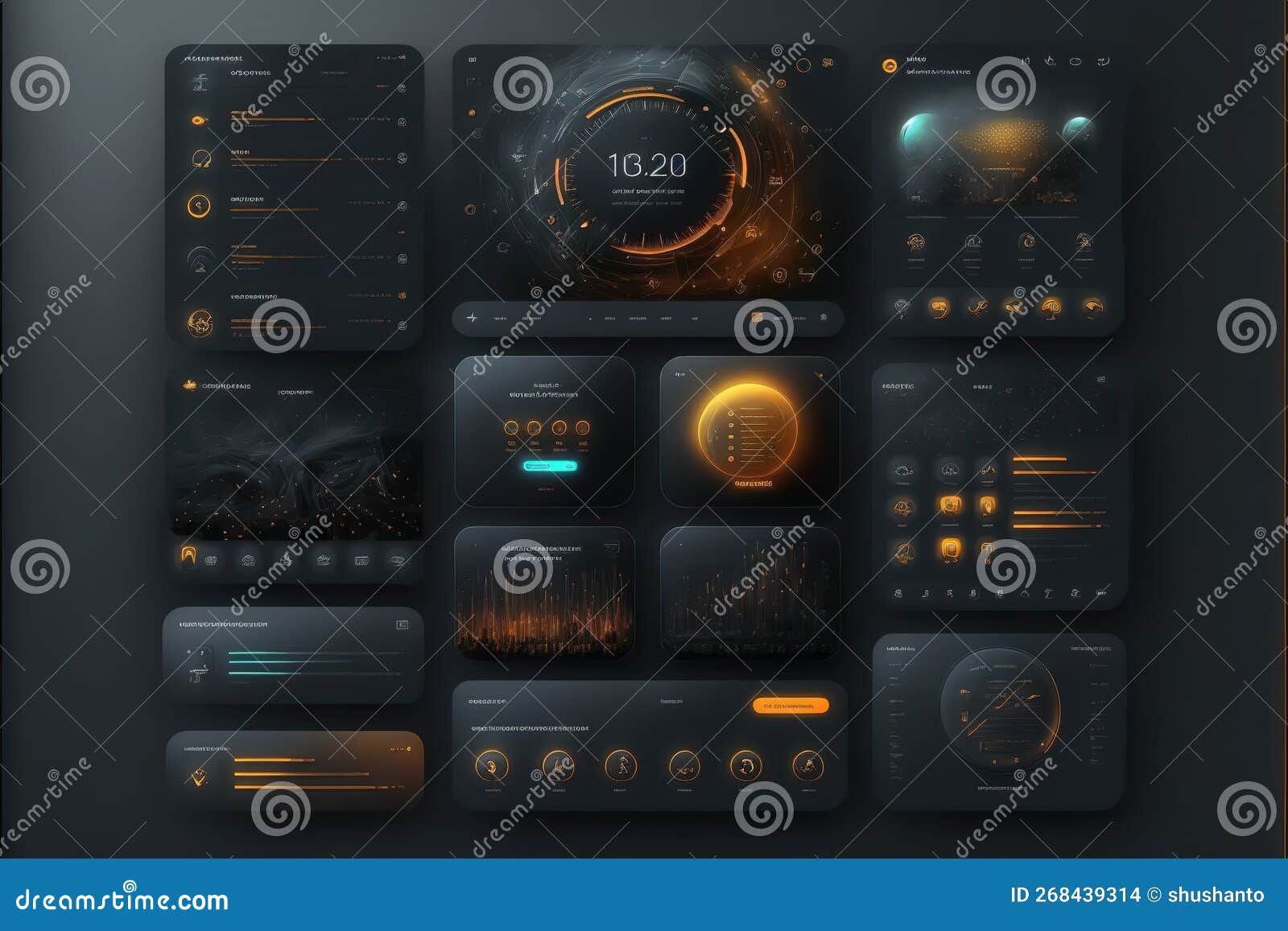 Beautiful Dark Theme User Interface Image Template Stock Illustration ...