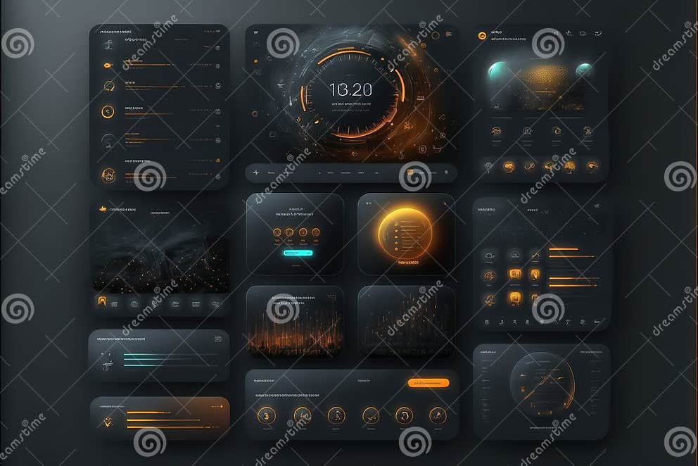 Beautiful Dark Theme User Interface Image Template Stock Illustration ...