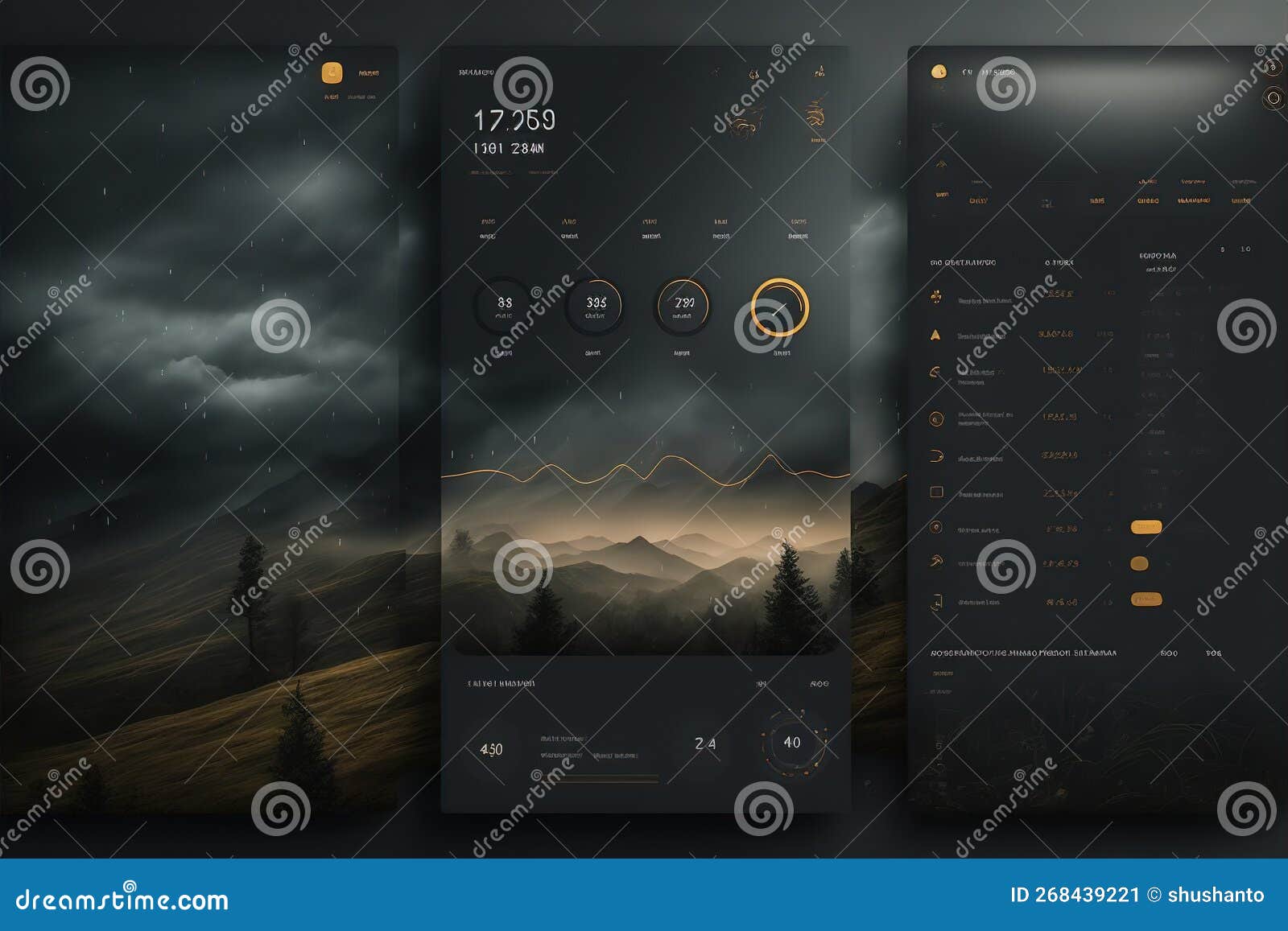 Beautiful Dark Theme User Interface Image Template Stock Illustration ...