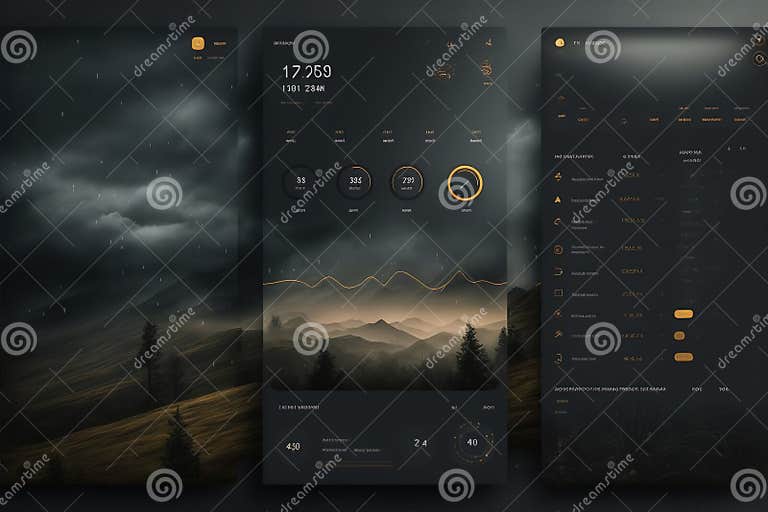 Beautiful Dark Theme User Interface Image Template Stock Illustration ...