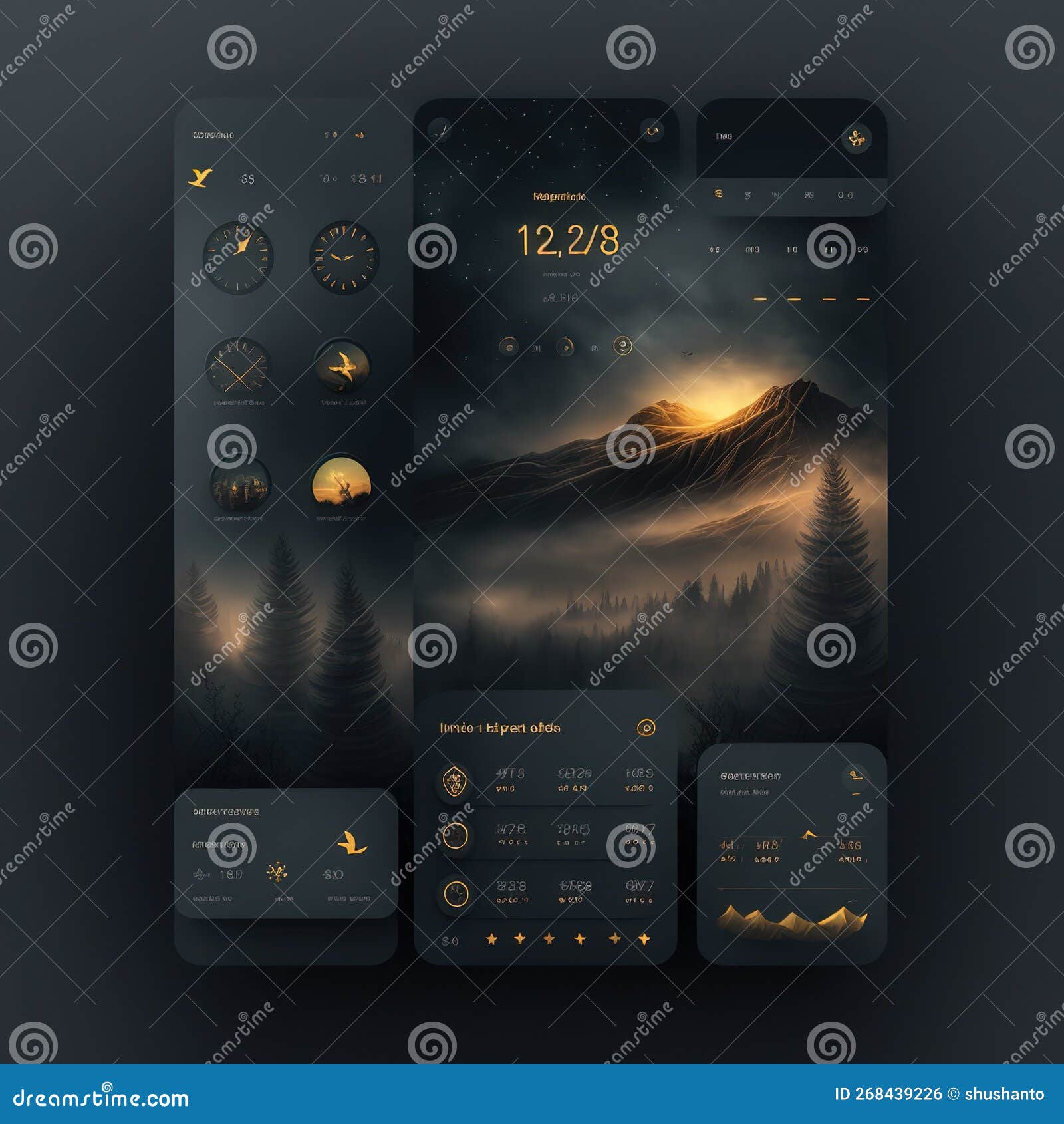 Beautiful Dark Theme User Interface Image Template Stock Illustration ...
