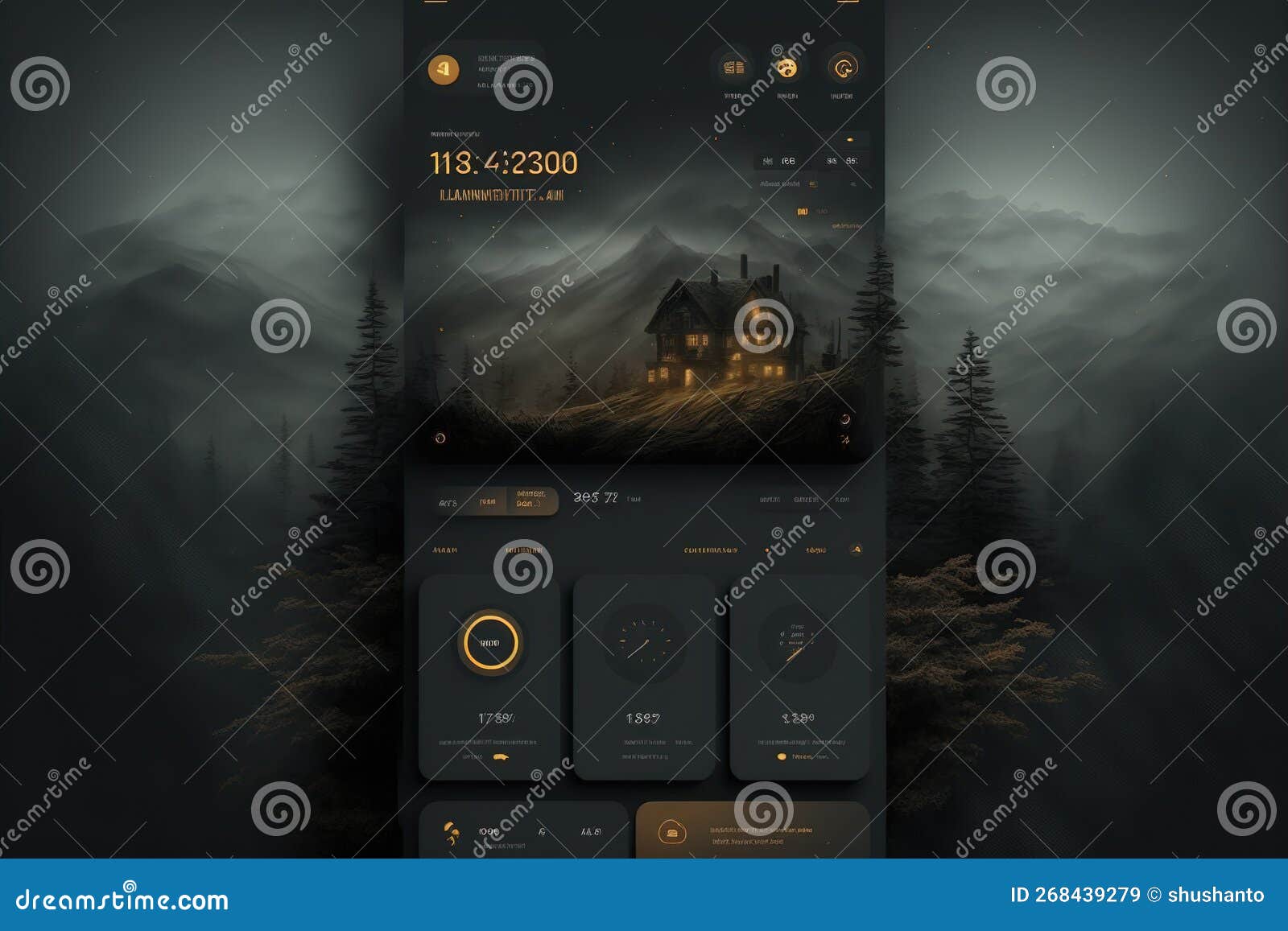 Beautiful Dark Theme User Interface Image Template Stock Illustration ...