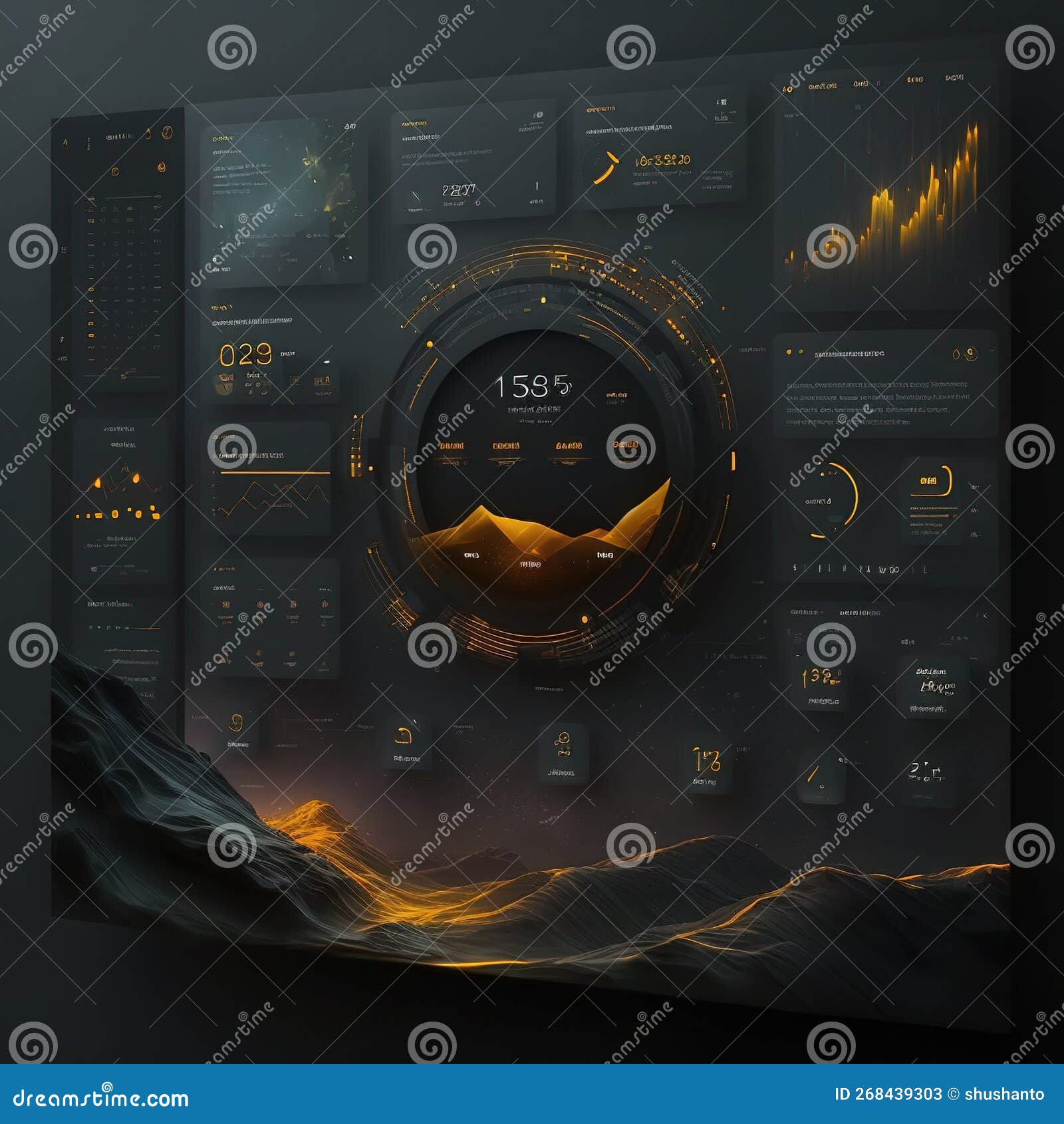 Beautiful Dark Theme User Interface Image Template Stock Illustration ...