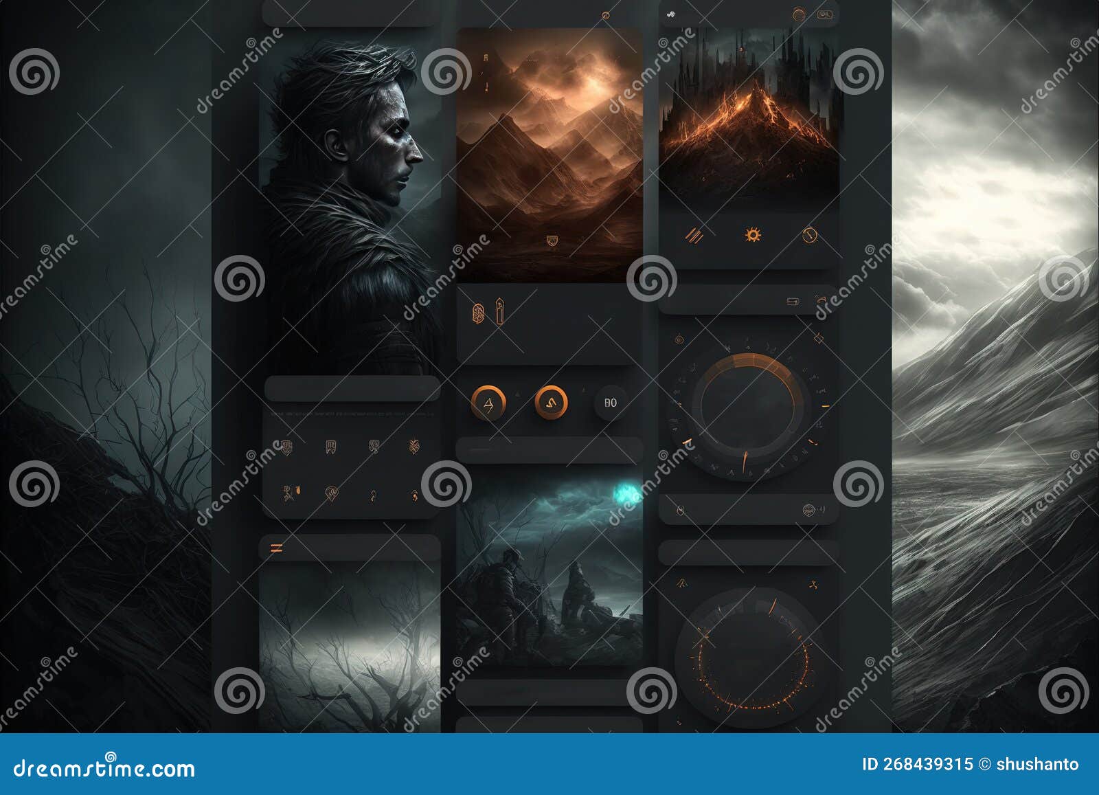 Beautiful Dark Theme User Interface Image Template Stock Illustration ...