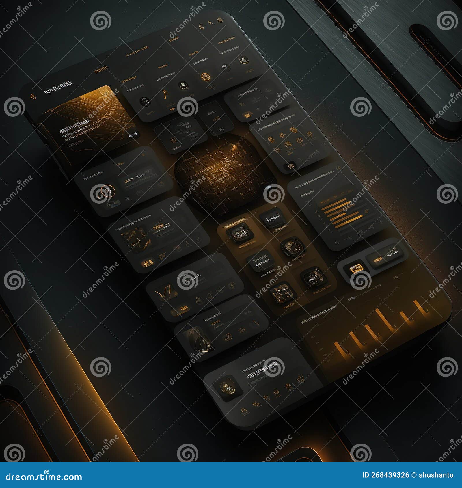 Beautiful Dark Theme User Interface Image Template Stock Illustration ...