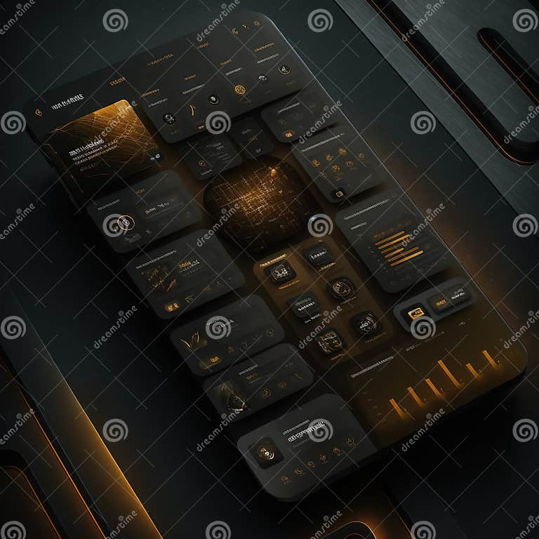 Beautiful Dark Theme User Interface Image Template Stock Illustration ...