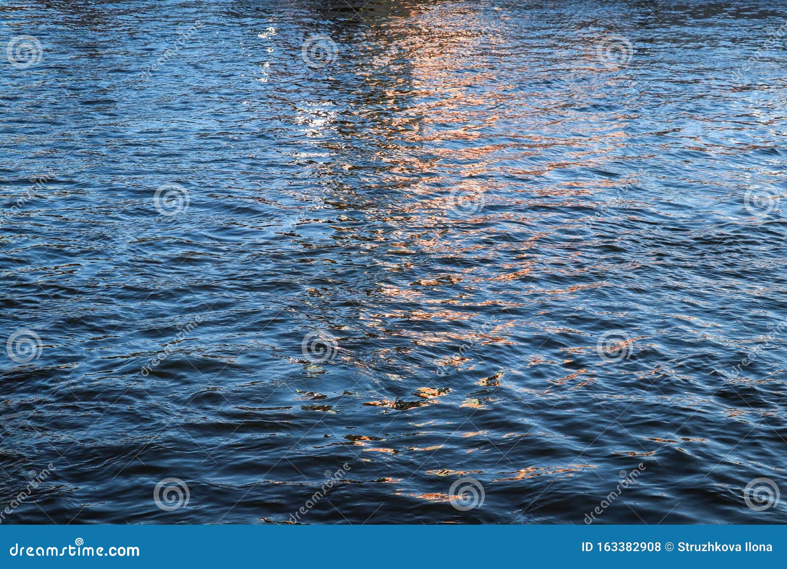 Beautiful Dark Water with Waves and with Lights Reflection of the Sea ...