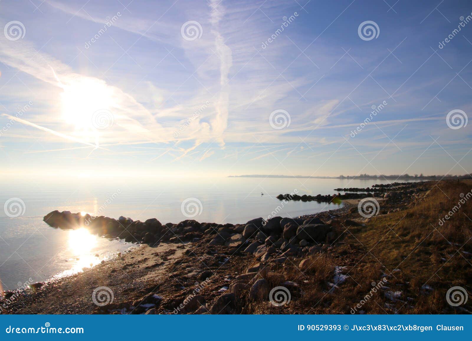 Beautiful Day at the Cold Beach in February Stock Image - Image of ...