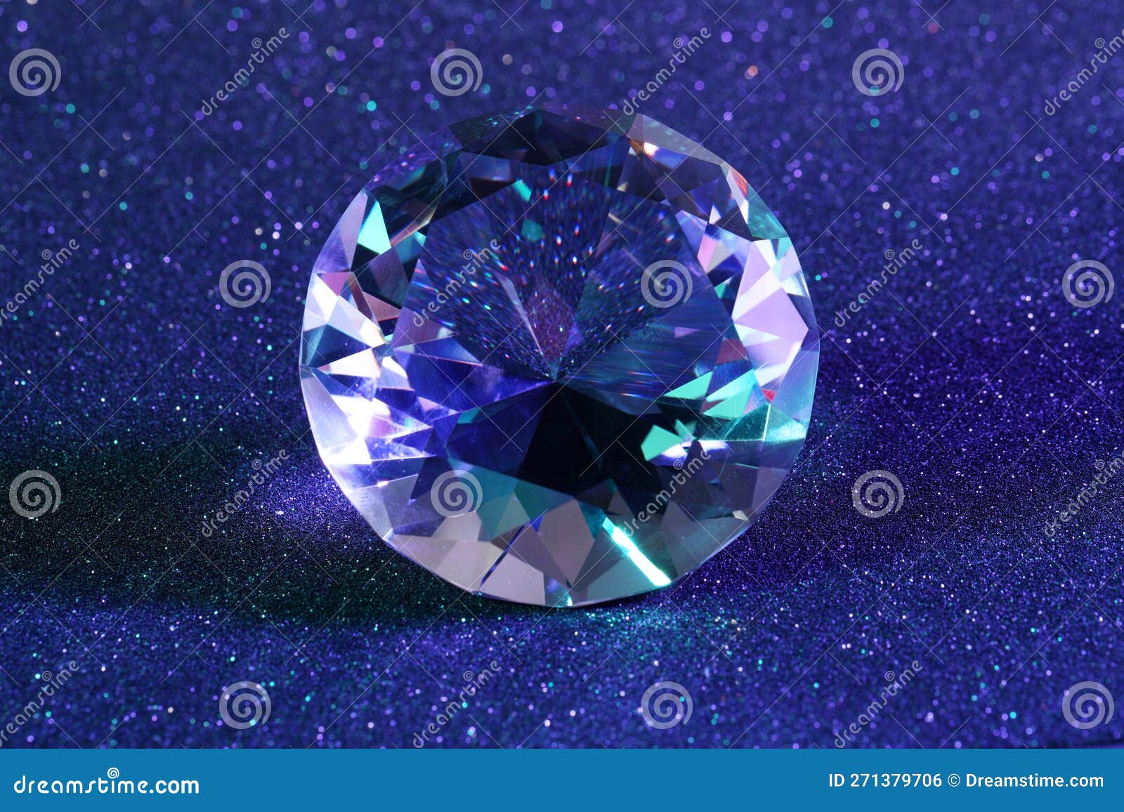 Beautiful Dazzling Diamond on Blue Glitter Background Stock Photo ...