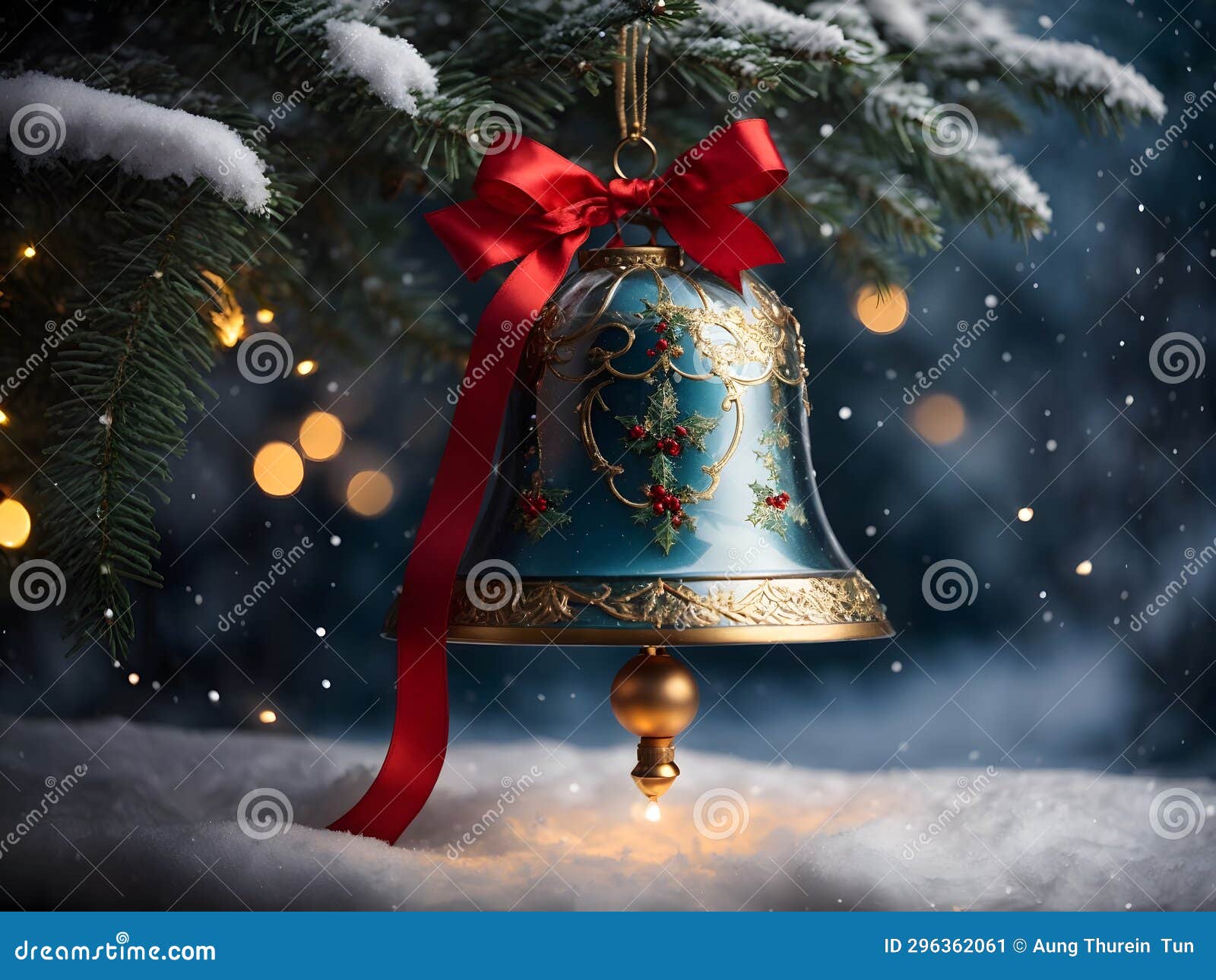 A Beautiful Decorated Christmas Bell Stock Image - Image of garland ...