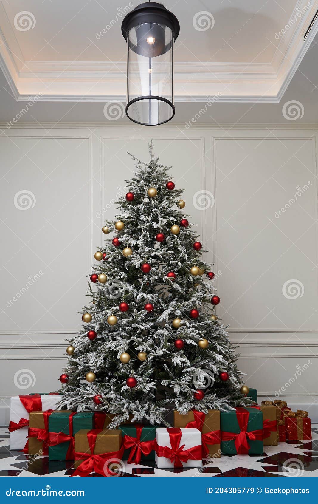 Beautiful Decorated Christmas Tree with Present Boxes Stock Image ...
