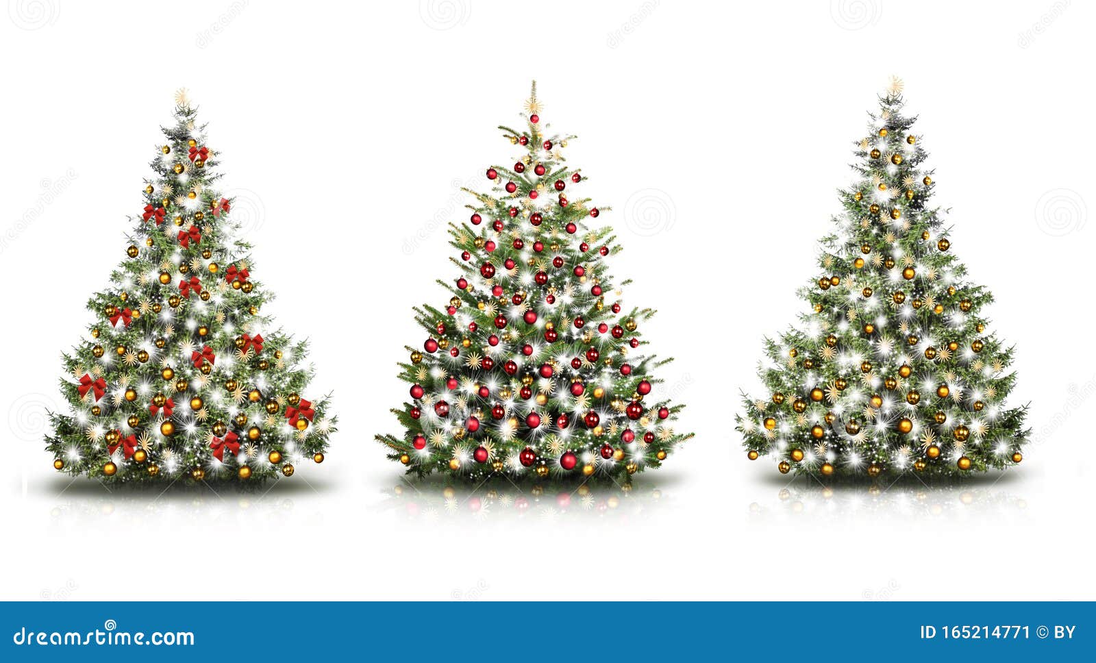 Beautiful Decorated Christmas Tress Stock Image - Image of gold ...