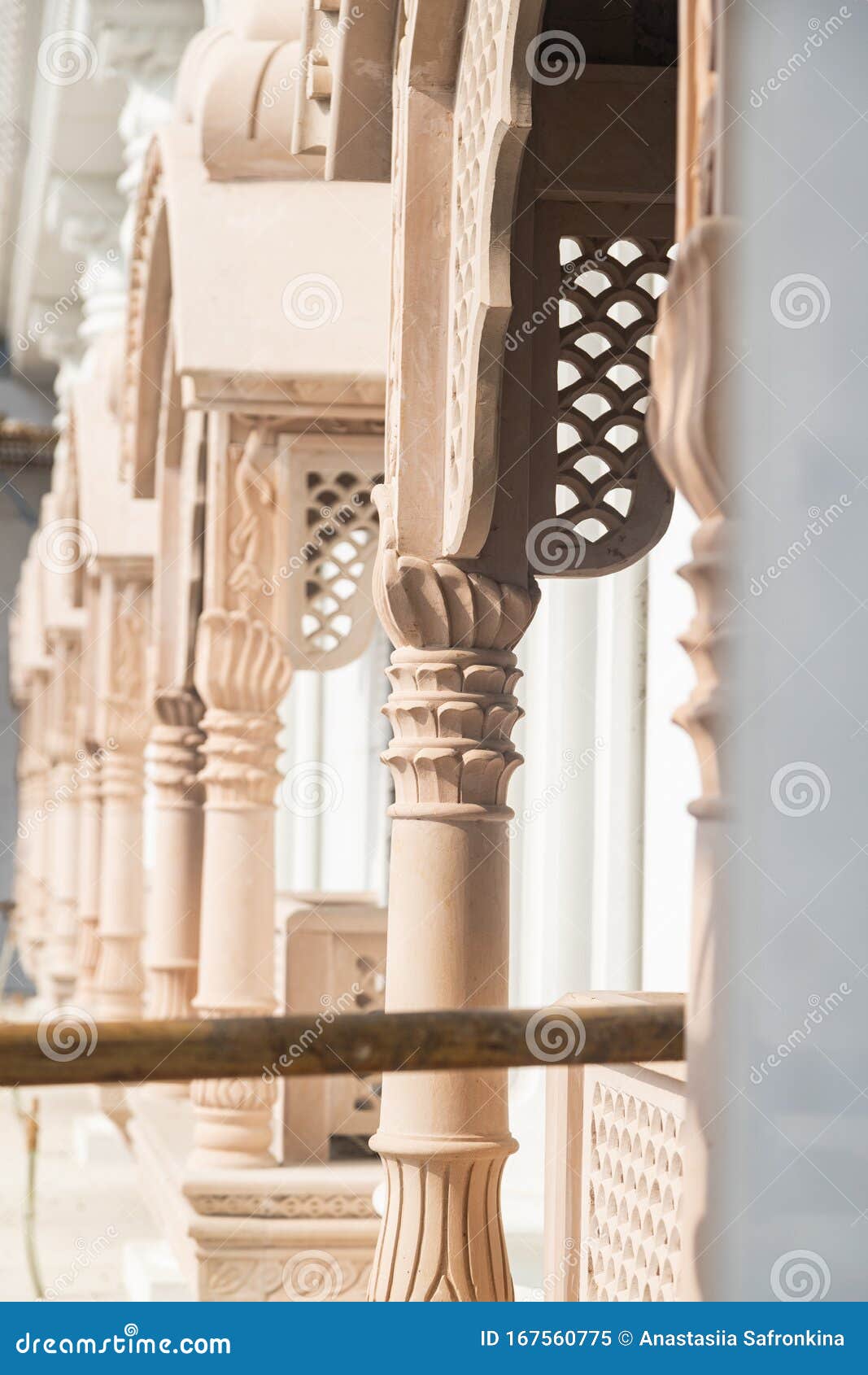 Decorated Columns and Arches in the Indian Temple Under Construction ...