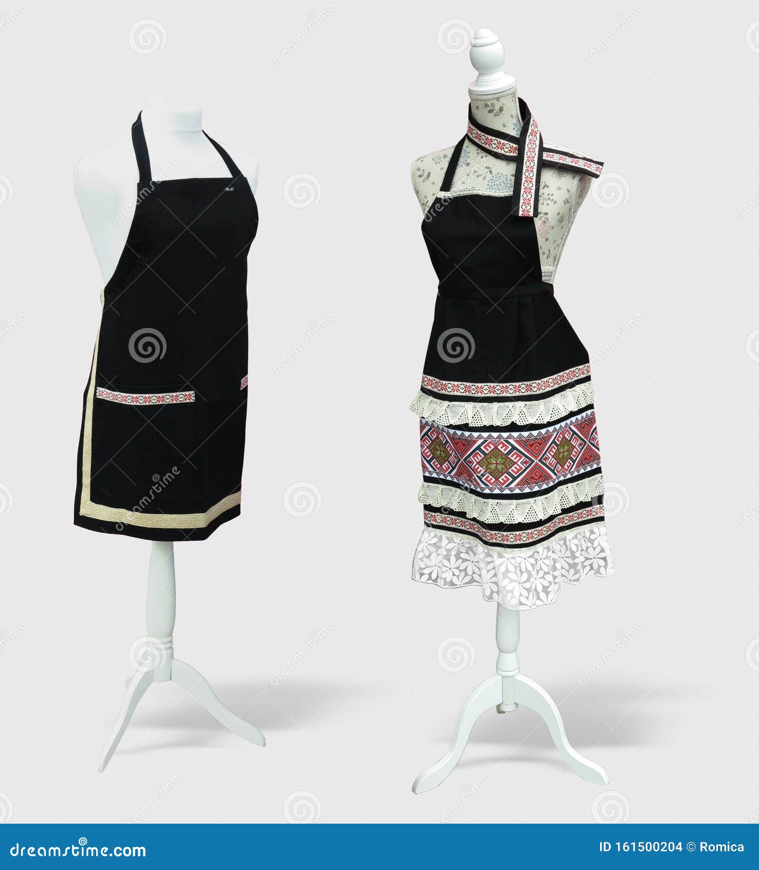 Beautiful Decorated Kitchen Apron on Support Over White with Shadow ...