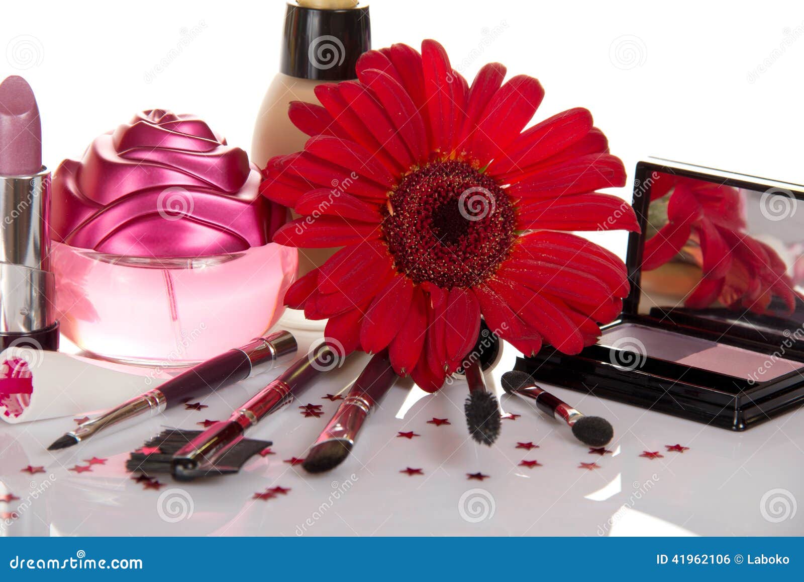 Beautiful Decorative Cosmetics with a Flower Stock Photo - Image of ...