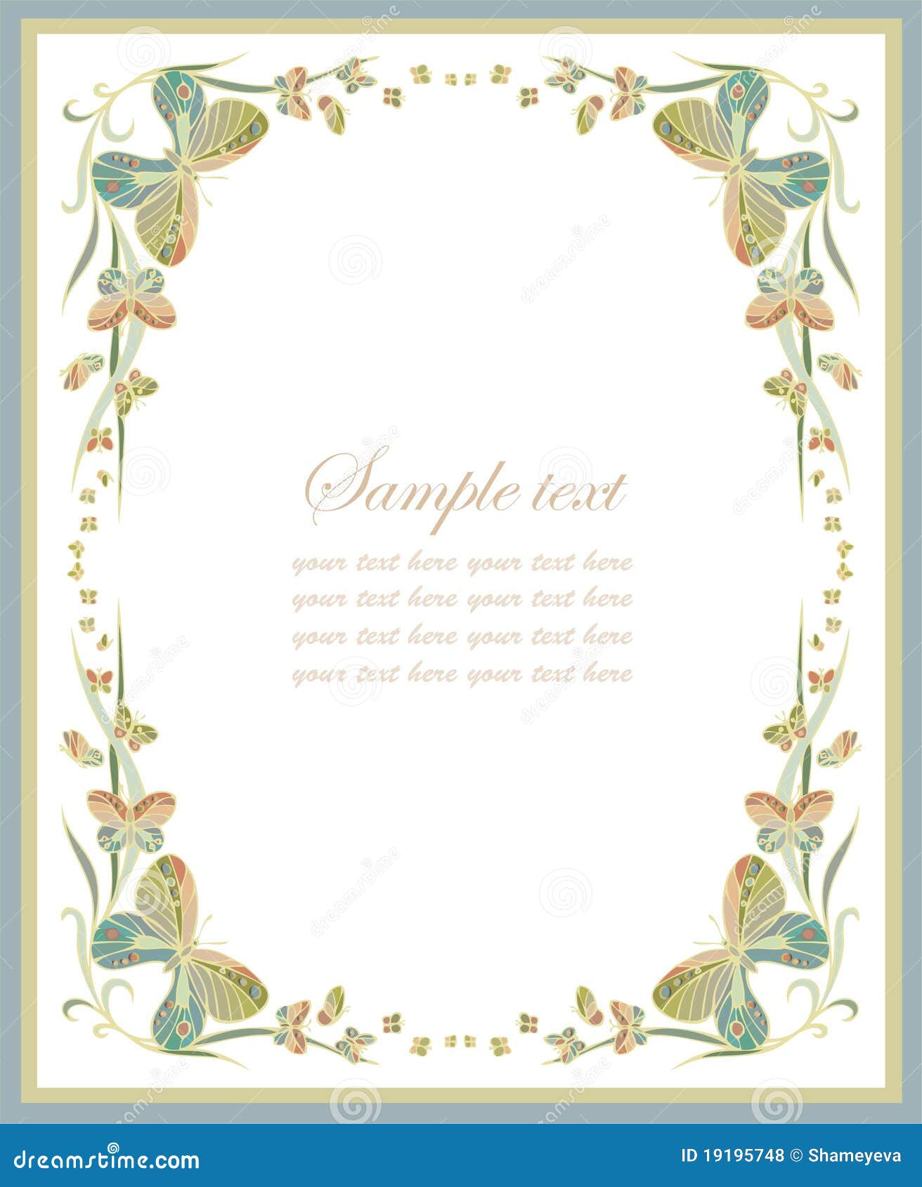 Beautiful Decorative Framework with Butterflies. G Stock Vector ...