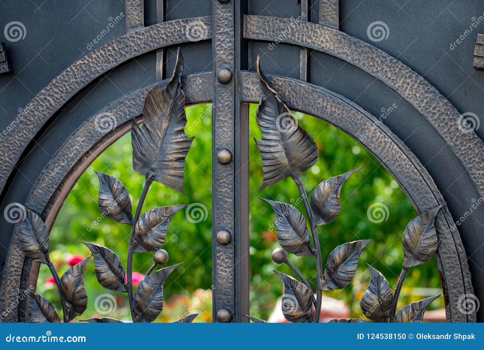 Beautiful Decorative Metal Elements Forged Wrought Iron Gates Stock ...